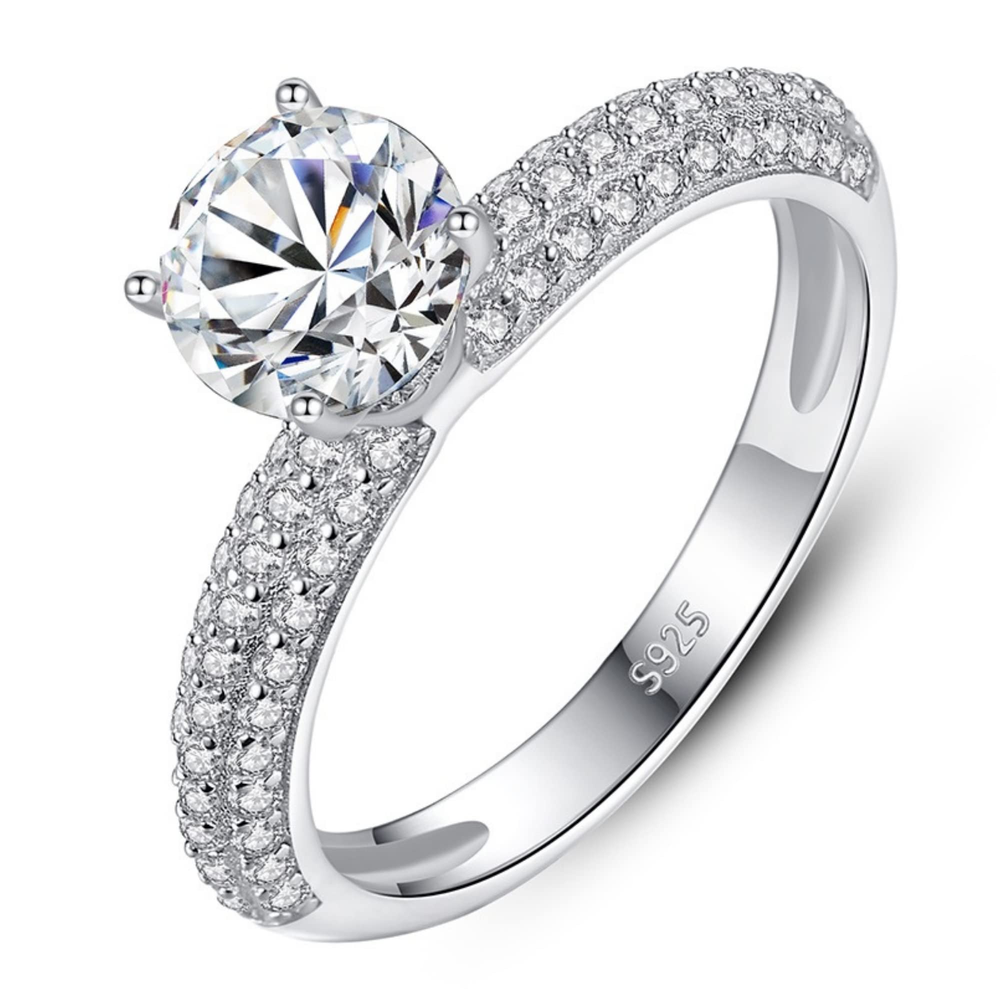 VEMAZA Micro Pave Moissanite Engagement Ring for Women White Gold over Sterling Silver 1CT D Color GRA Certificate (8)