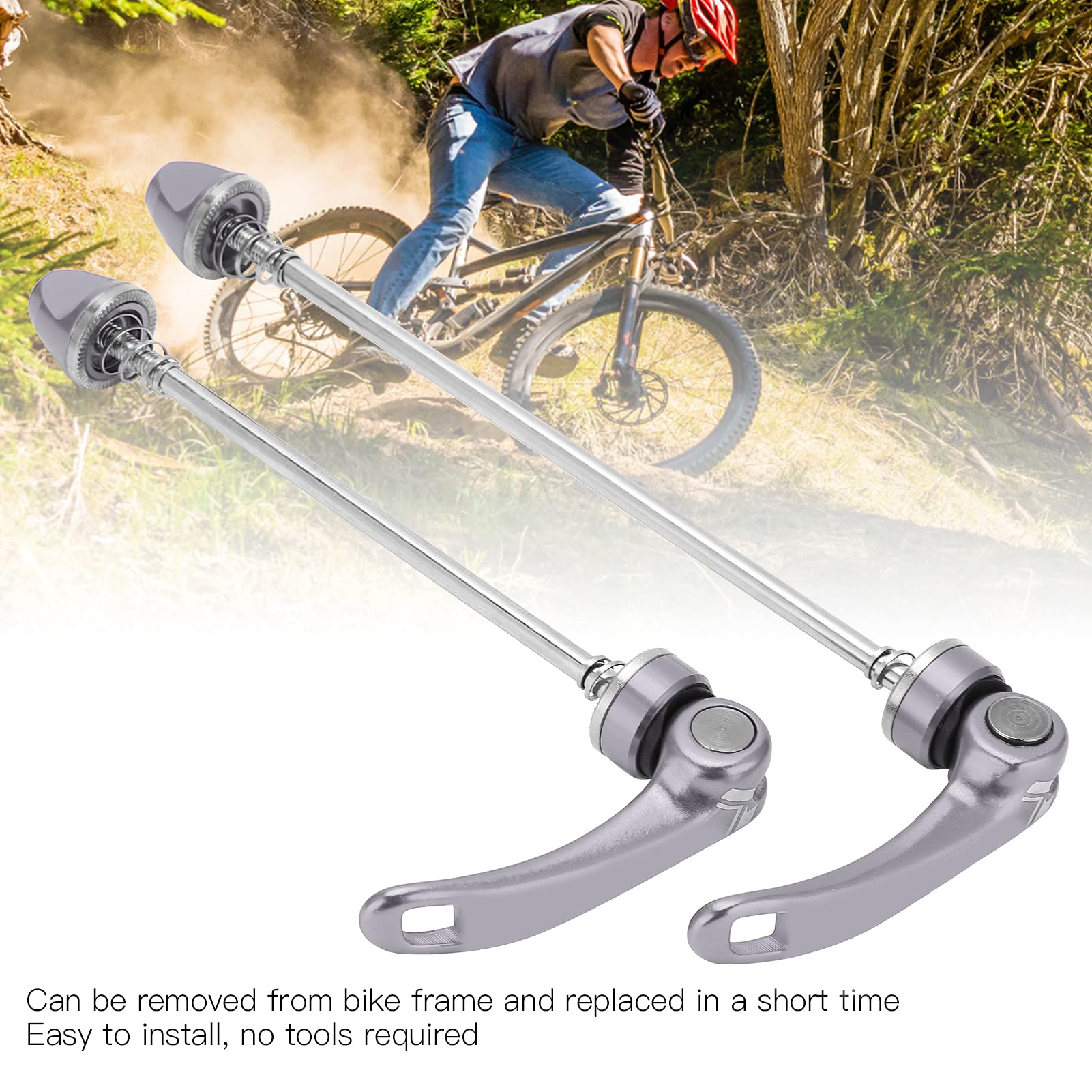 SUNGOOYUE Hub Quick Release Skewer Lever, 1 Pair Aluminum Alloy Bike Axle Quick Release Skewer Levers Front 100mm Rear 135mm Quick Release Axle Skewers for Road Bike