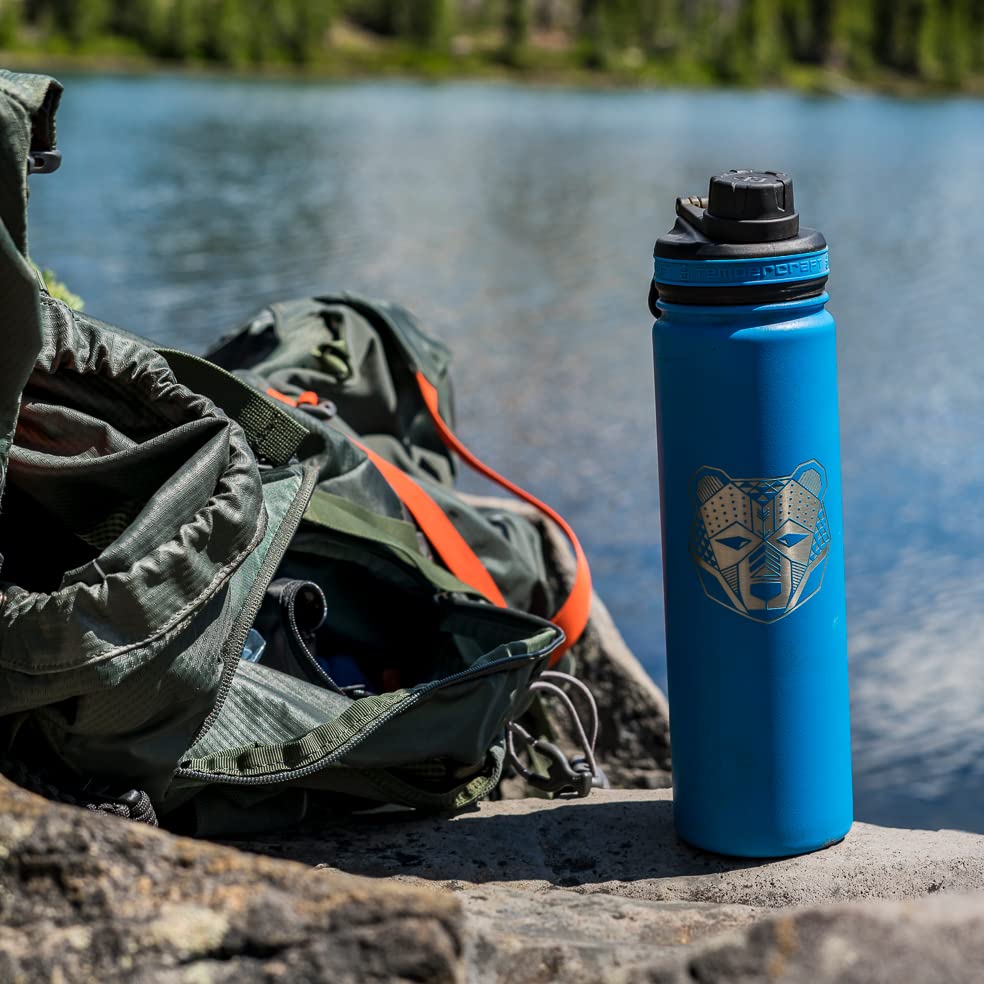 Tempercraft 22 oz Vacuum Insulated Sport Bottle | Custom Laser Engraved Options | Stainless Steel, Double-Walled, Wide Mouth (Plum - Custom)
