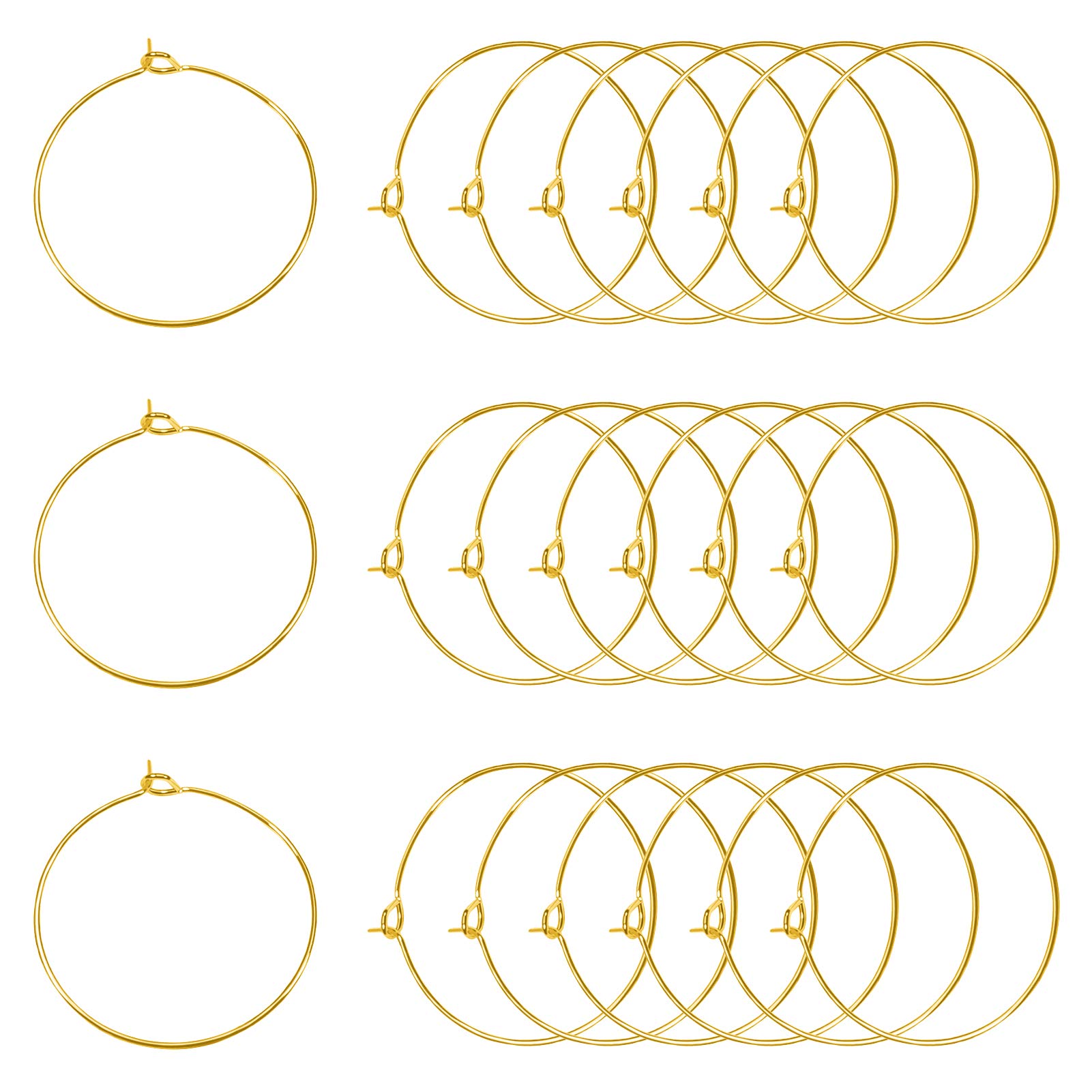 TOAOB 100pcs Wine Glass Charm Rings 25mm Gold Plated Open Earring Beading Hoop Party Favor