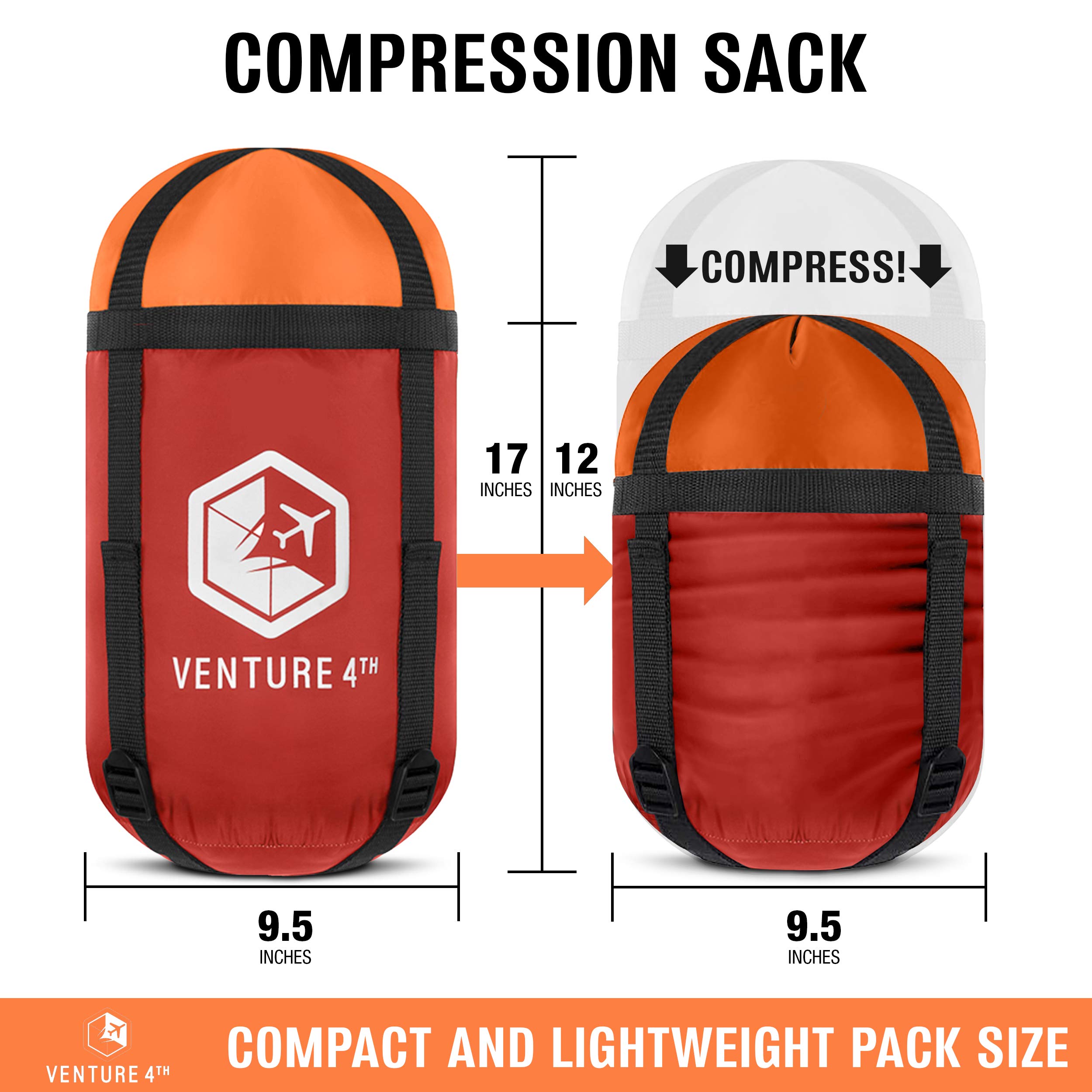 VENTURE 4TH Backpacking Warm Sleeping Bag with Self Inflating Sleeping Pad for Adults & Kids – Ideal for Hiking, Camping & Outdoor Adventures