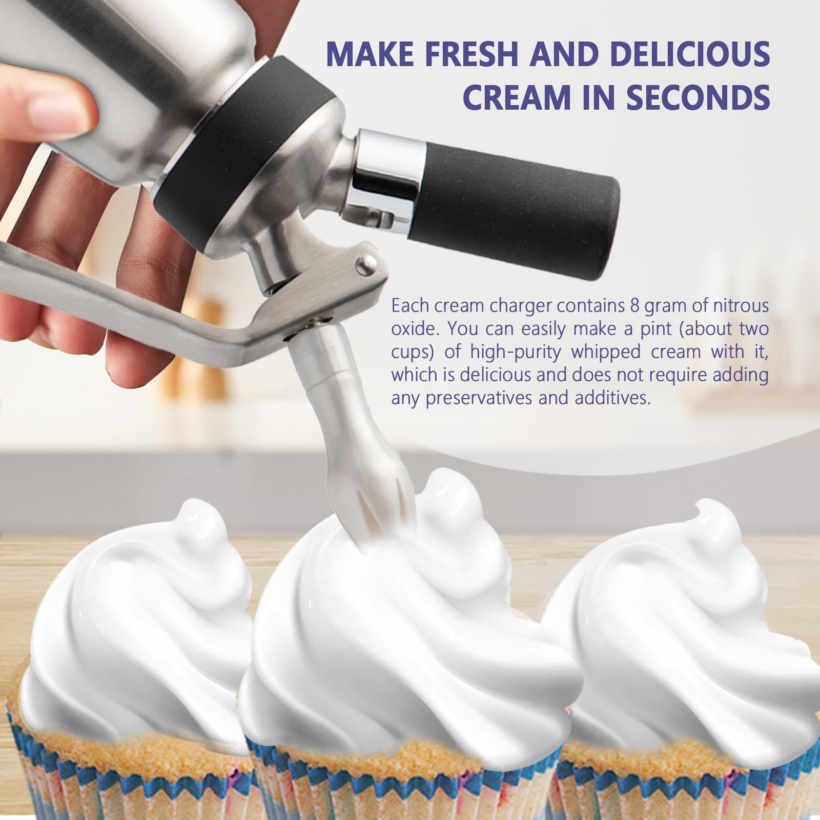 Whipped Cream Charger, 100 Pack N2O Cream Chargers 8 gram Nitrous Oxide Whipped Cream for Whipped Cream Dispenser