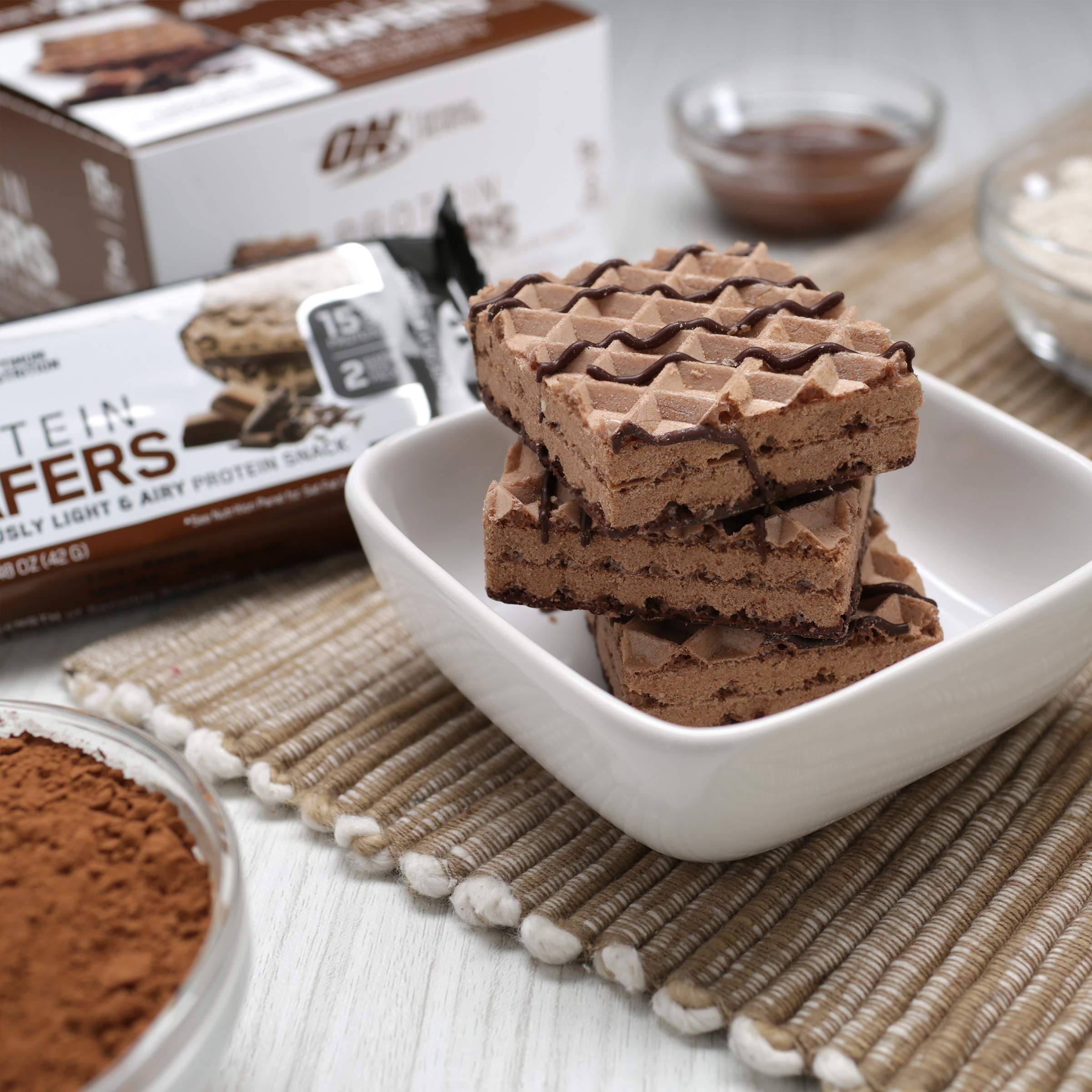Optimum Nutrition High Protein Wafer Bars, Low Sugar, Low Fat, Low Carb Dessert, Protein Snack, Chocolate Creme, 9 Count