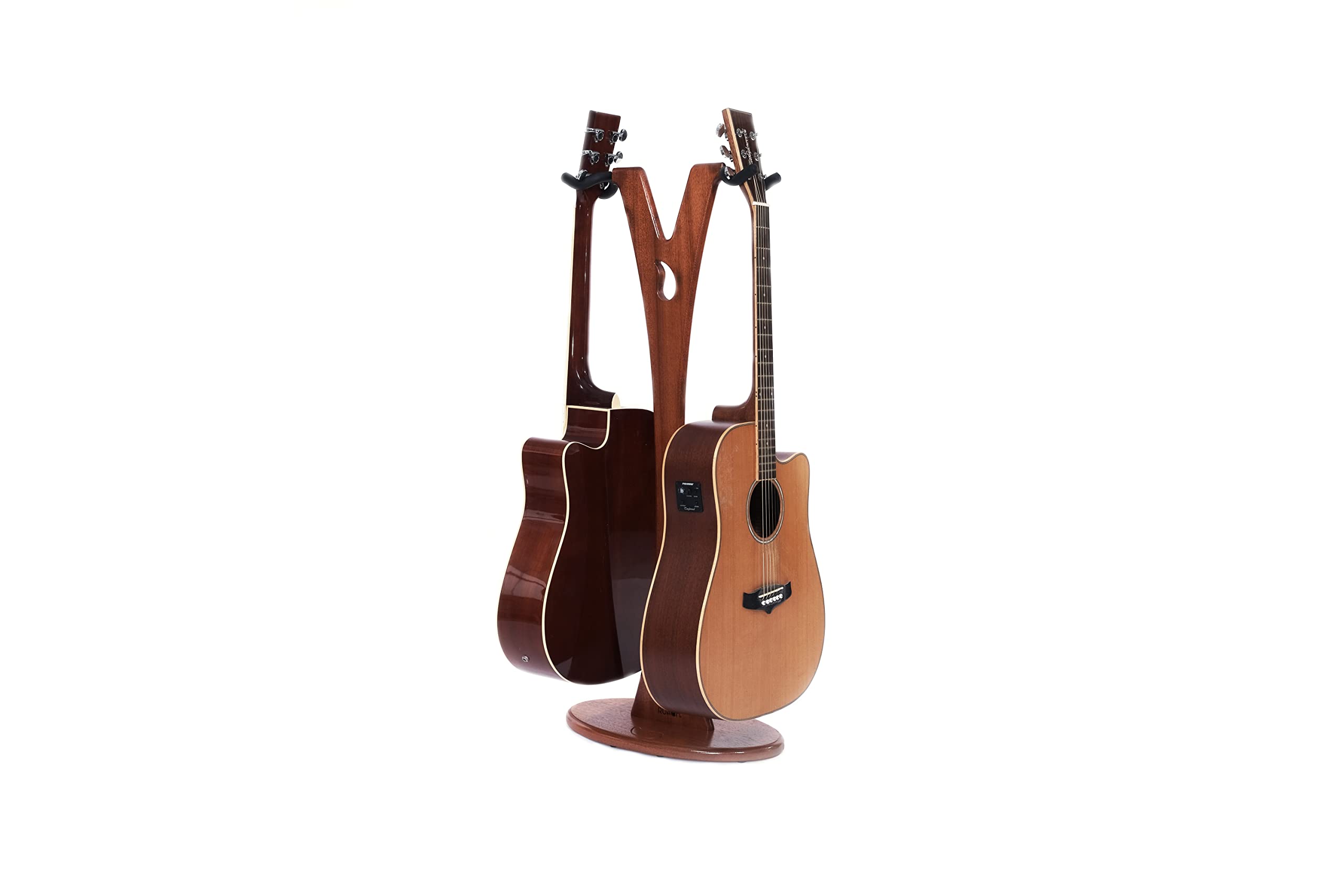 Ruach GS-1 Dual Acoustic and Electric Wooden Guitar Stand - Mahogany