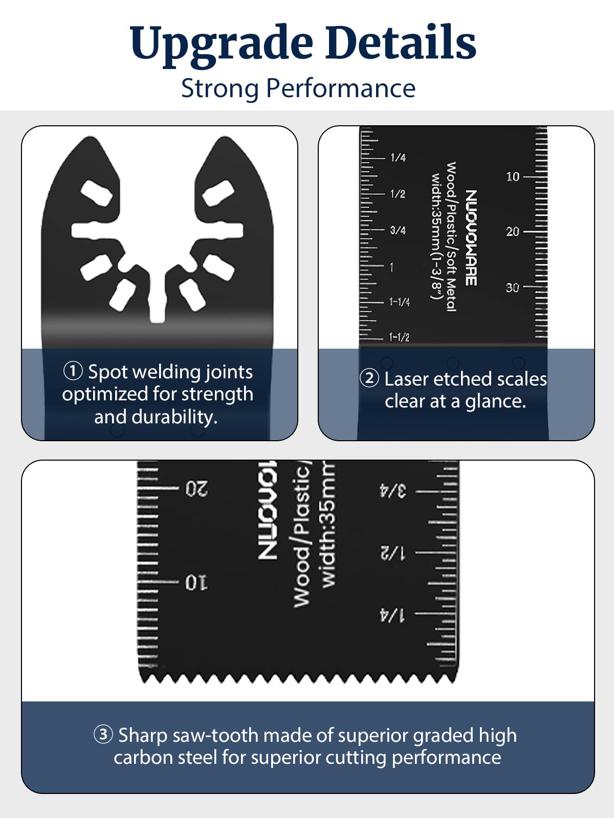 Nuovoware Universal [20PCS] Wood Oscillating Saw Blades, 1-3/8” Metal Quick Release Multitool Kit Compatible with Fein Multimaster Craftsman Rockwell Bosch Ryobi Worksite