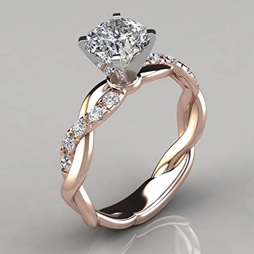 Rnydrny 14K White & Rose Gold Plated Stackable Wedding Bands Rings Silver CZ Diamond Ladies Wedding Band Bridal Set (7)