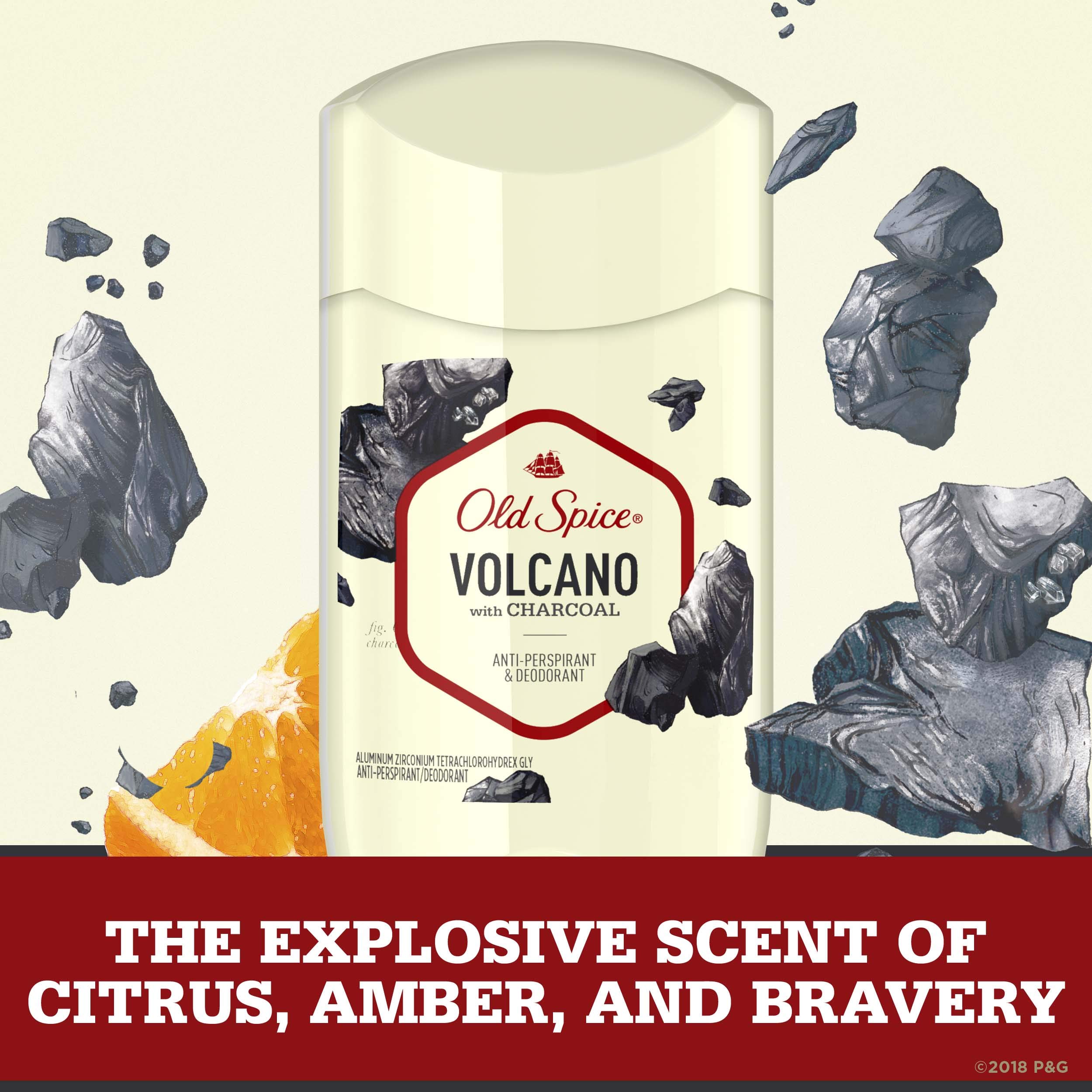 Old Spice Antiperspirant & Deodorant for Men, Invisible Solid, Volcano With Charcoal Scent, Inspired by Natural Elements, 2.6 Oz (Pack of 3)