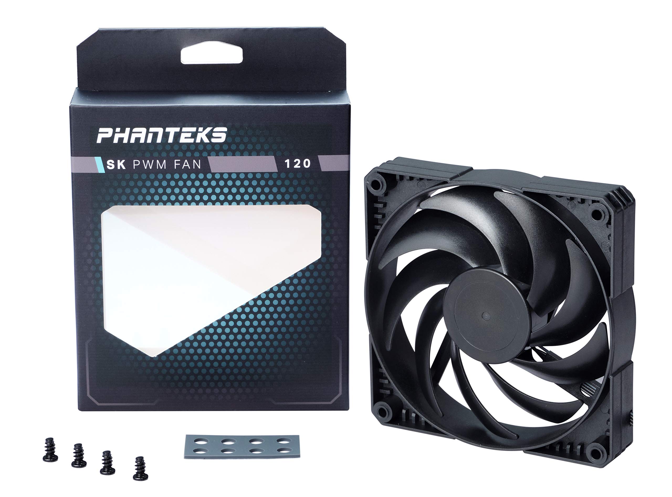 Phanteks (PH-F120SK_BBK_PWM) SK120 PWM Fan, 120mm Fan, high Airflow Nine-Blade Design, Rubber dampening washers - Black