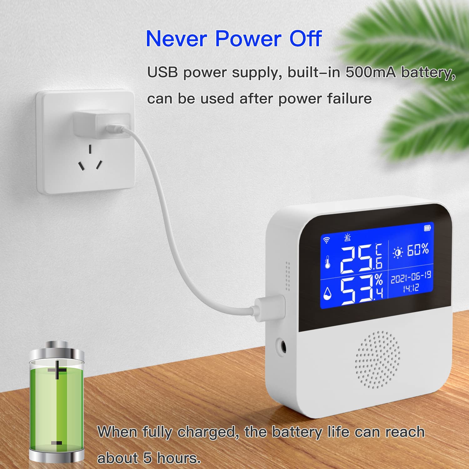 Wi-Fi Temperature Hygrometer Sensor with Probe, Indoor Thermometer Humidity Sensor, If Link with a TUYA Plug or IR Remote, Smart Control Heating Fan Cooling & Humidifier Compatible with Alexa