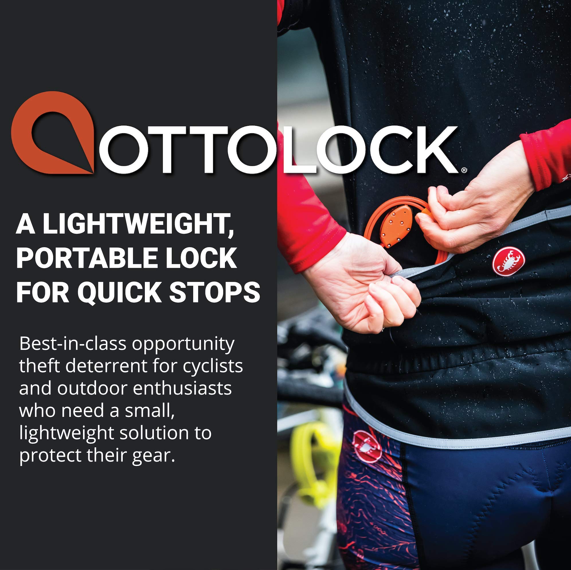 OTTOLOCK Combination Bike Lock and Essentials Frame Bag | Lightweight & Compact Lock and Storage | (Orange, 30 Inch)