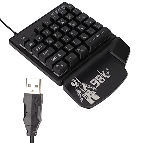 wendeekun One Handed Gaming Keyboard, 35 Keys Single Led Glowing Mini Keyboard Ergonomic Design F5 Gaming Keyboard for Esports Game, Phone/Pc/Desktop, Pc Gaming Setup