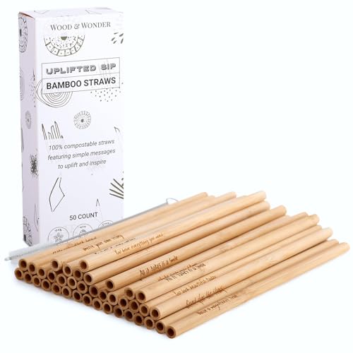 Uplifted Sip Reusable Bamboo Straws â Rustic, Compostable Alternative to Plastic Straws, Paper Straws and Silly Straws (50-Pack)