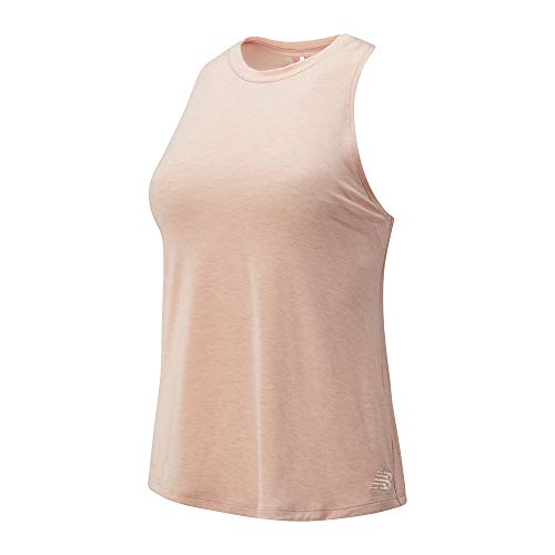 New Balance Women's Transform Jersey Twist Tank Top, White Oak Heather, Large