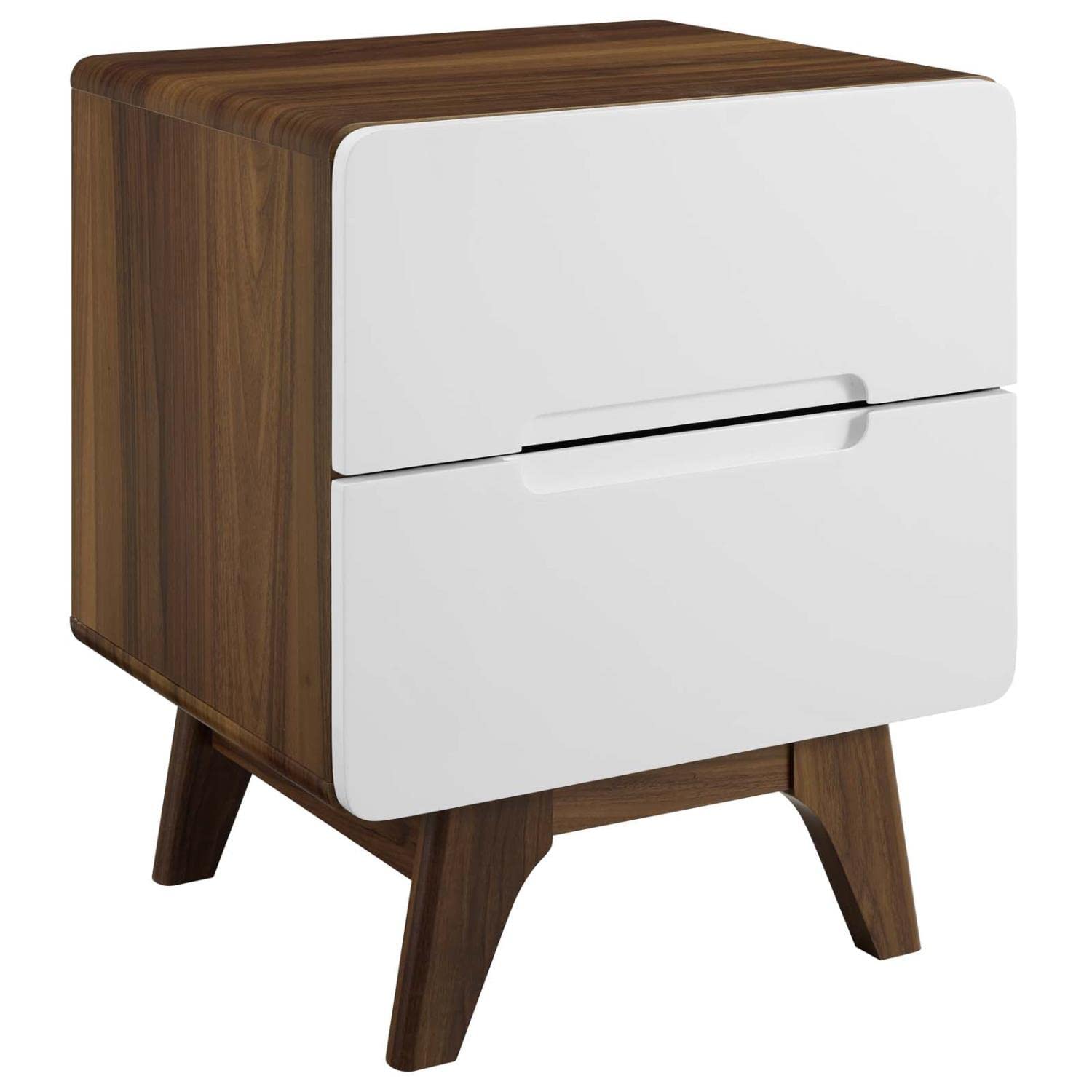 Modway Origin Contemporary Mid-Century Modern 2-Drawer Bedroom Nightstand in Natural Gray