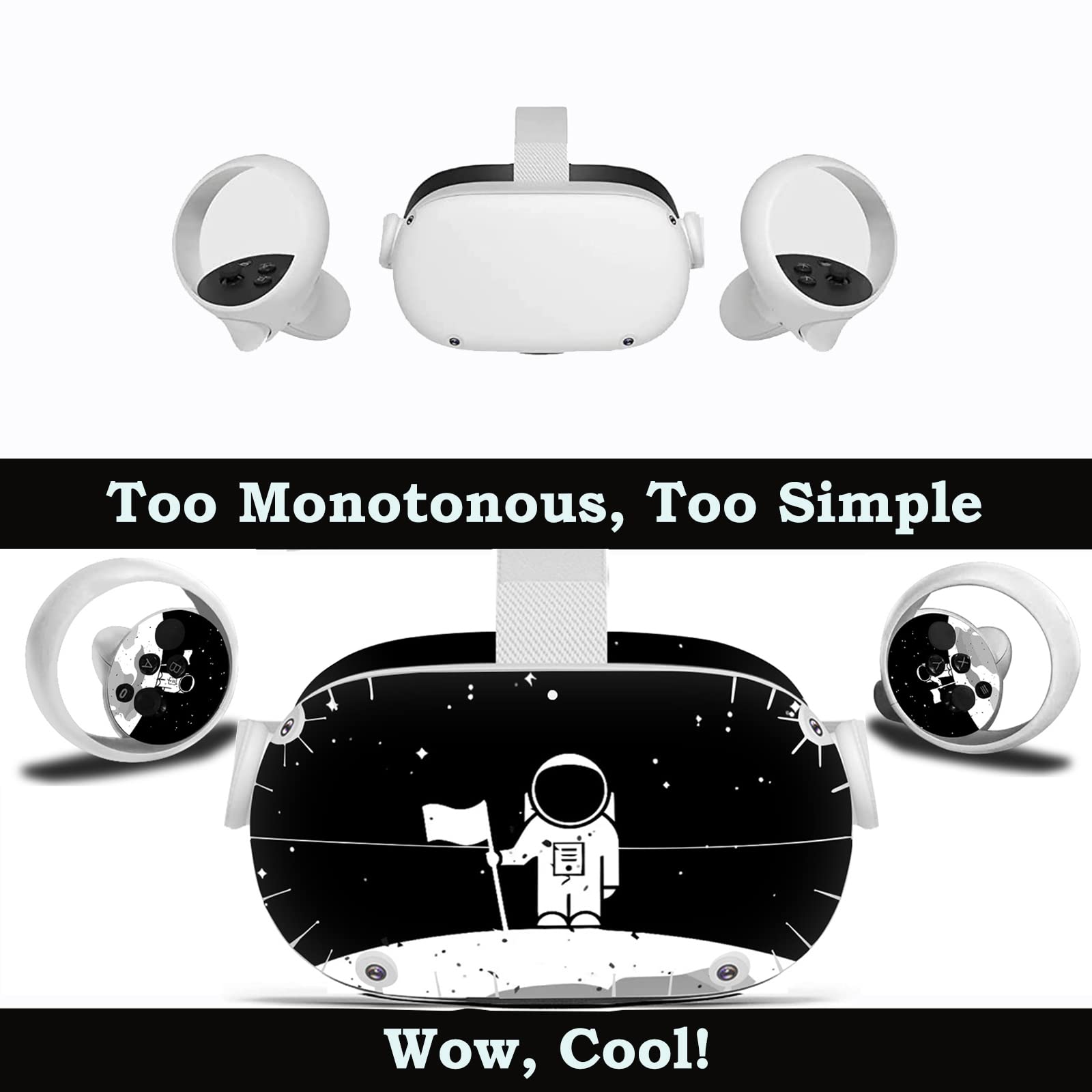 VR Stickers Skin Oculus Quest 2 Decals Anime for Headset and Controller Stickers Oculus Quest 2 Decal Skin, Vinyl Decal Stickers Skin for Oculus Quest 2, Spaceman Skins