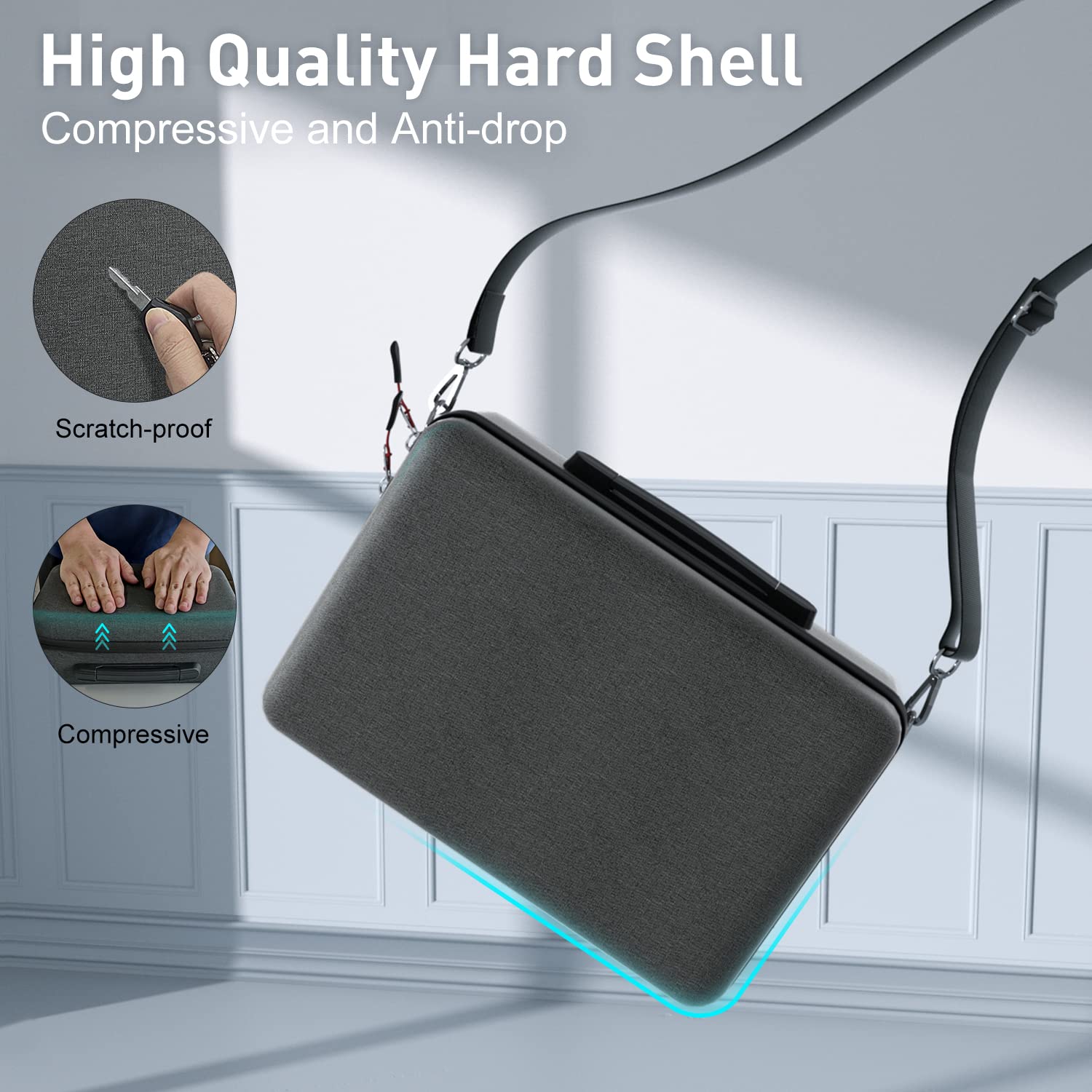 VORI Case for Meta Quest 3 and Oculus Quest 2 fit Elite Strap, with Silicone Face Cover, Portable Hard Carrying Case for Meta Quest 3 VR Headset and Controller Accessories for Travel and Home Storage