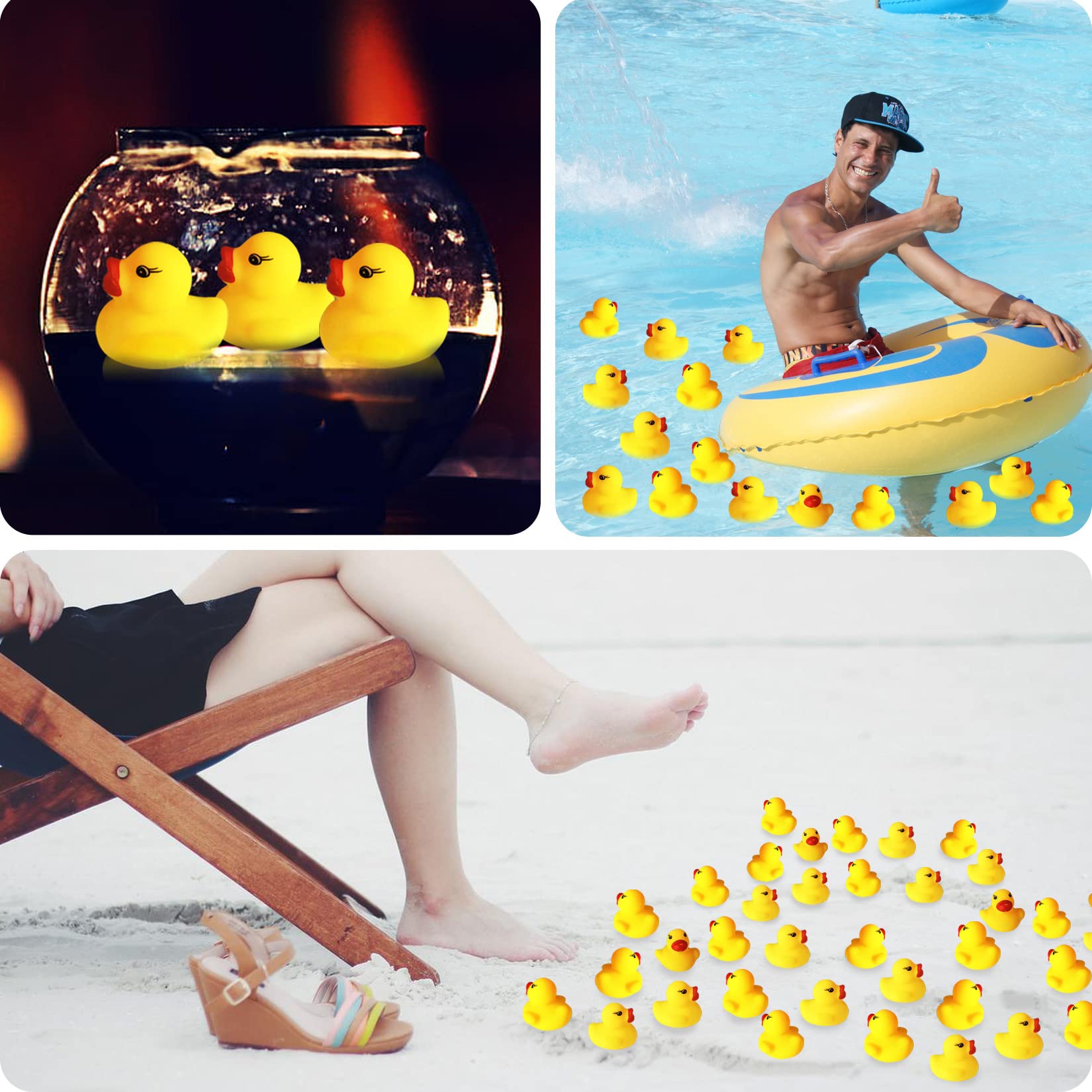 Sunioine 100 Pack Mini Rubber Ducks Float Rubber Ducky Bath Toy, Tiny Rubber Ducks in Bulk for Shower Decoration Ducks Themed Birthday Party Favors Gift Classroom Prizes Fun Carnival Game Supplies