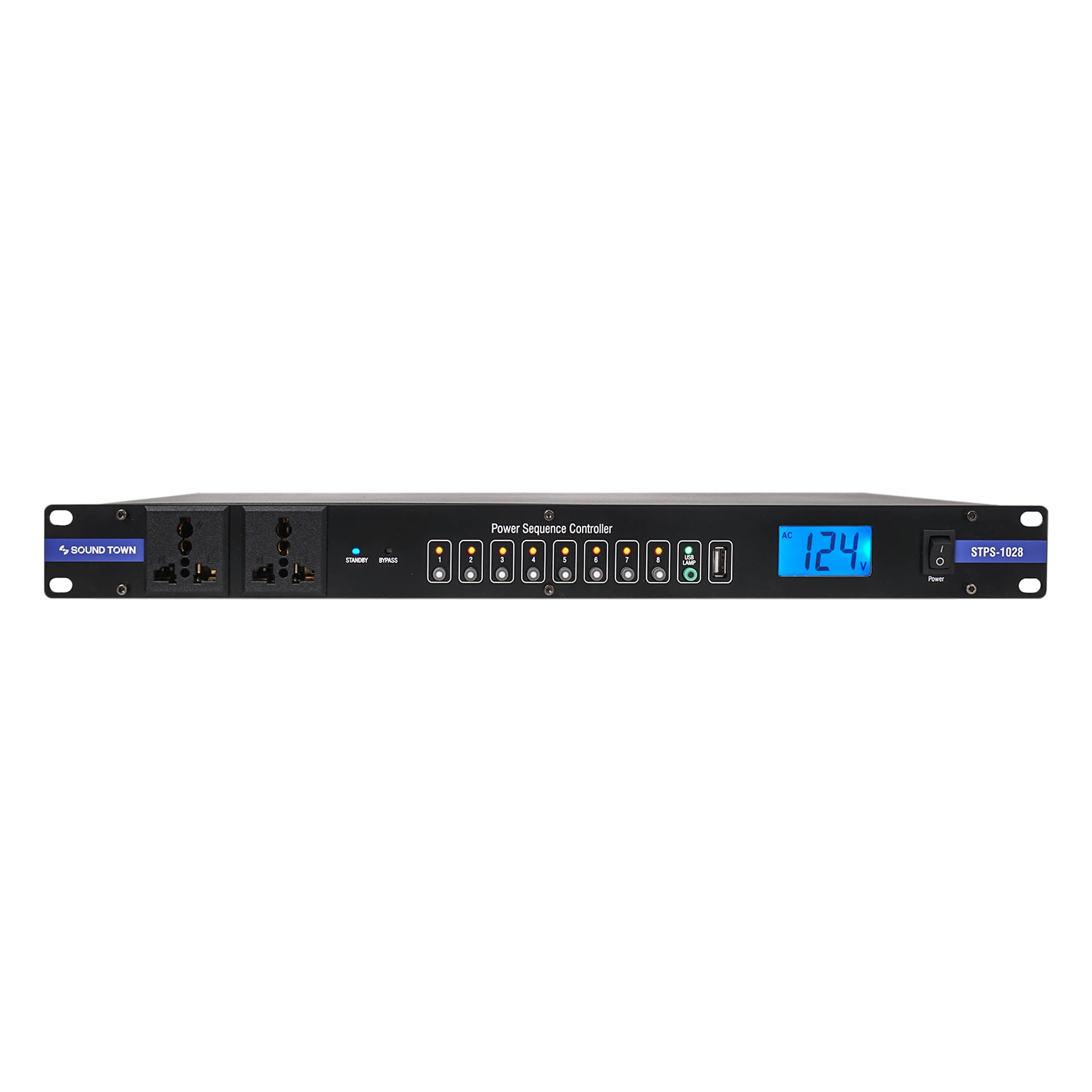 Sound Town Rack-Mountable AC Power Conditioner/Sequencer with 10 Outlets, Surge Protection, Voltage Display, for Stage, Studio, Home Theater (STPS-1028)