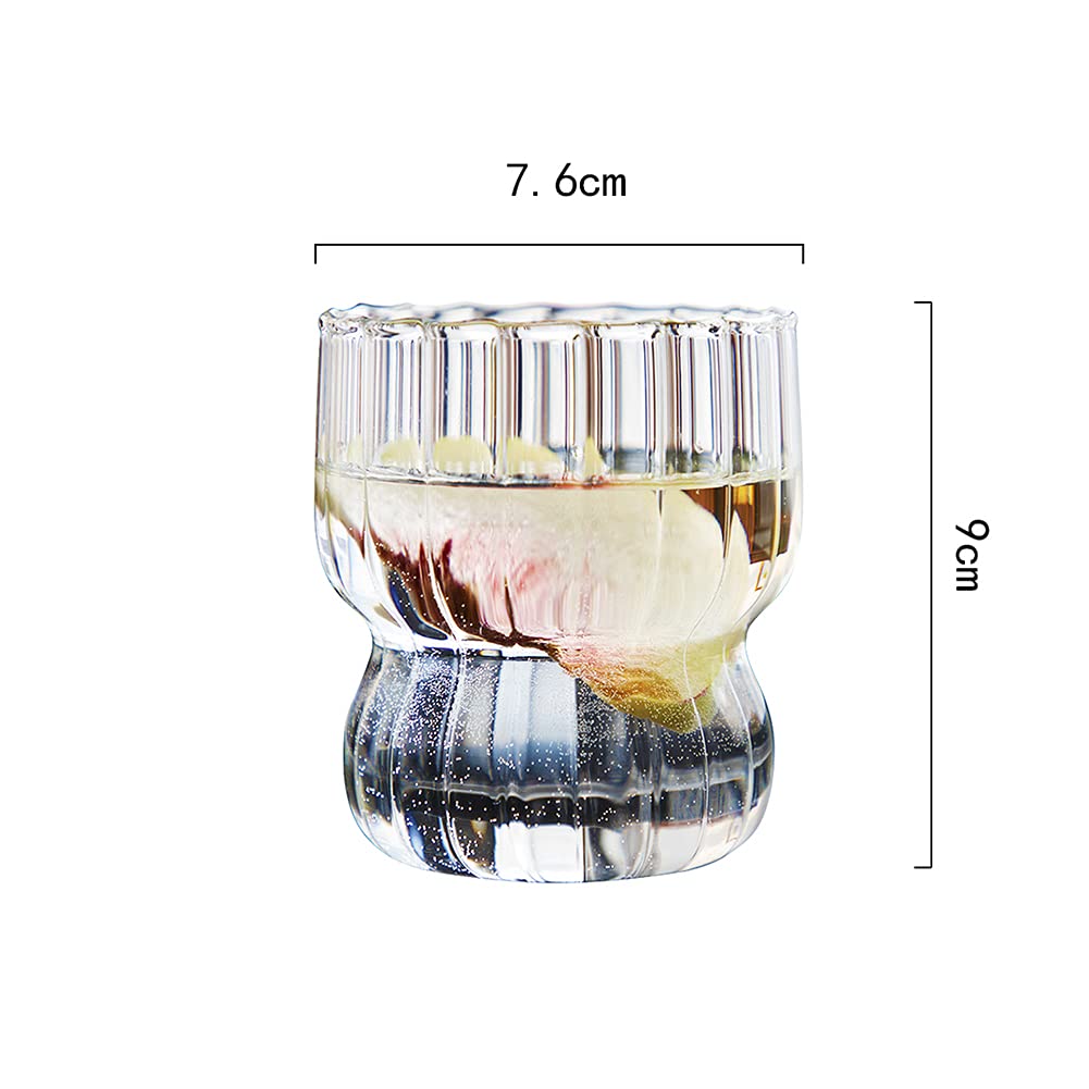 Vertical Stripe Cocktail Glass, Origami Style Glass Cup Heat Resistant Coffee Mug, Ripple Drinking Glasses Wine Iced Beer Cup Clear Dessert Cup, Vintage Glassware Bar Beverage Milk Juice Tea Cup