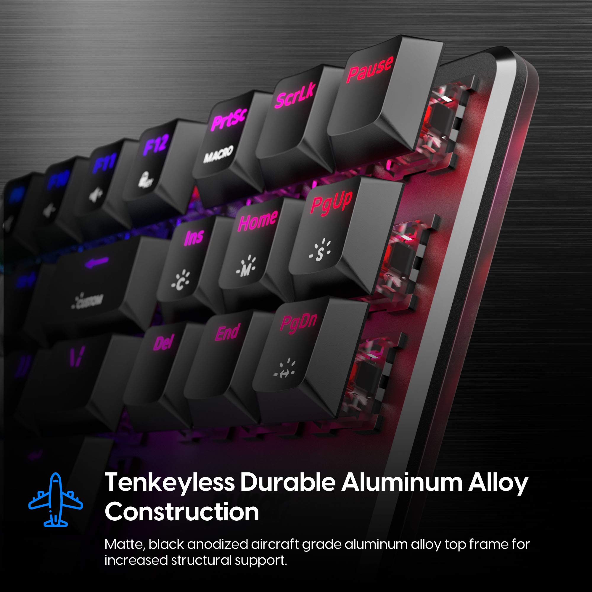 Pulsar Gaming Gears - PK010 Lunar Alloy TKL Aluminum Alloy Build Hot Swappable Mechanical Gaming Keyboard Full RGB LED Backlit USB Wired for Windows PC 87Keys (Red Switch Linear)
