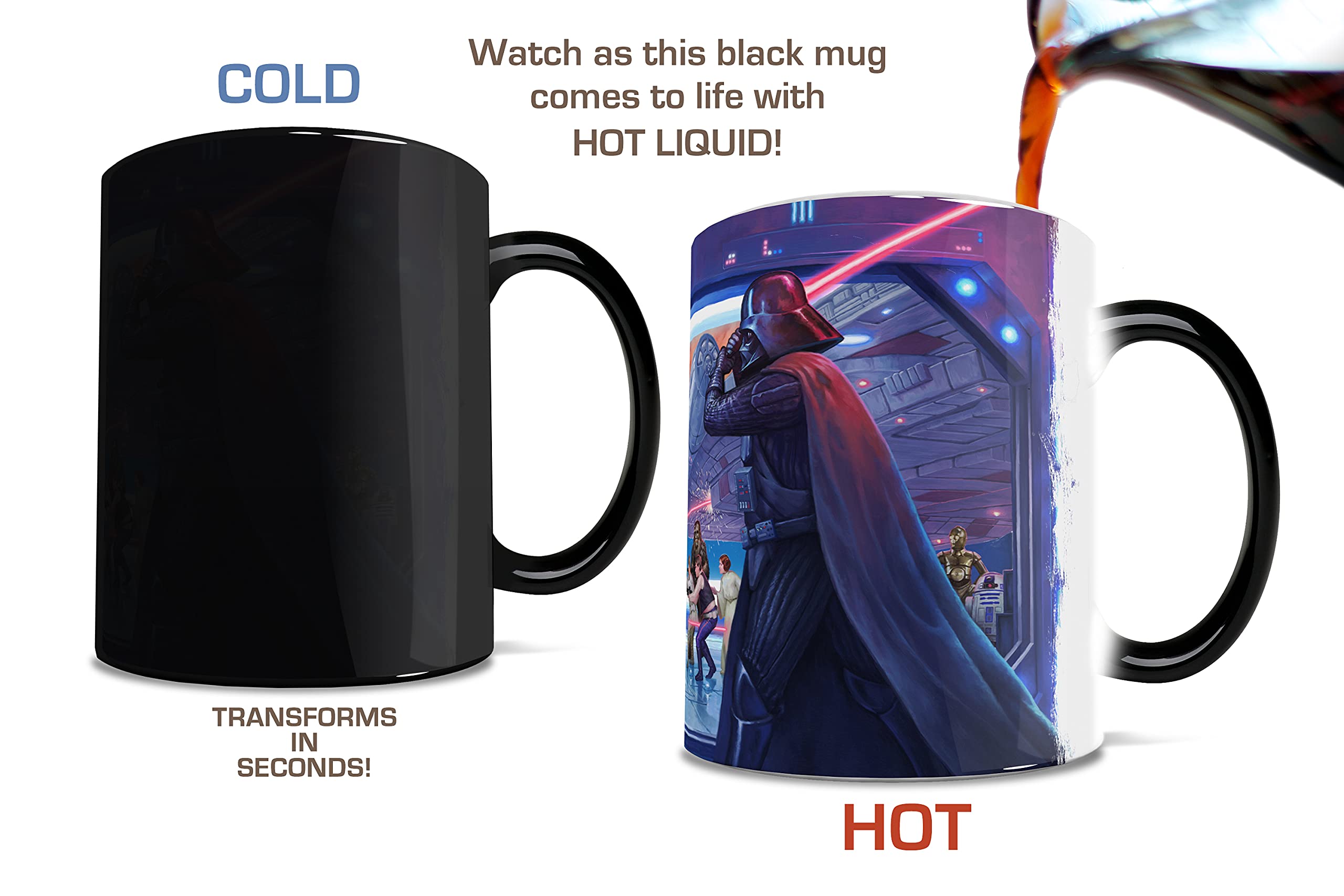 Morphing Mugs Star Wars – Obi Wan & Darth Vader – Obi Wan's Final Battle – Thomas Kinkade Studios - One 11 oz Color Changing Ceramic Mug – Image Revealed When HOT Liquid Is Added!