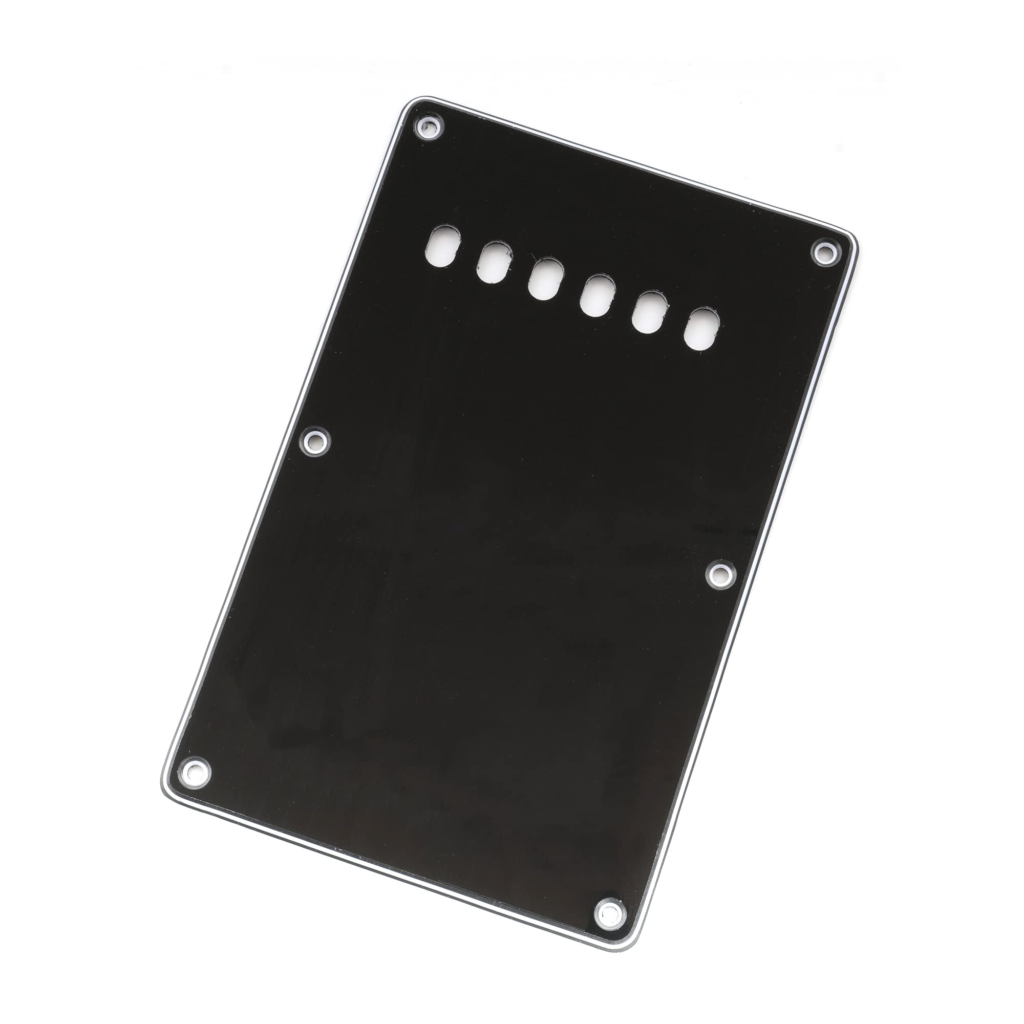 Musiclily 6 Hole Guitar Back Plate Tremolo Cavity Cover Backplate for China Made Squier Guitar Parts,3Ply Black