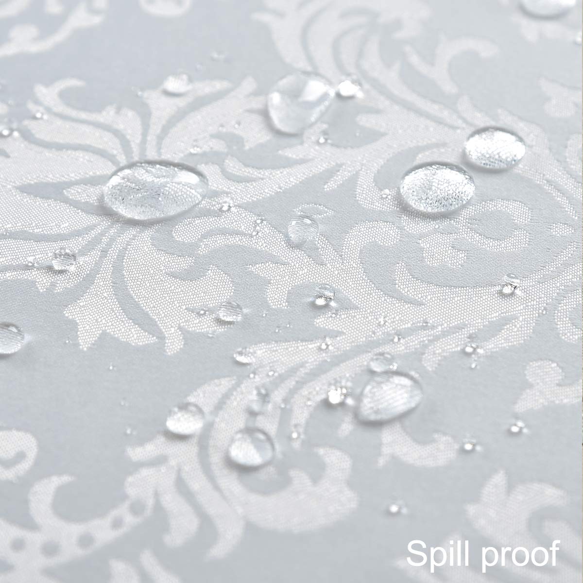 Rectangle Table Cloth - 52 x 70 Inch White Jacquard Tablecloths Damask Design Spillproof Wrinkle Resistant Shrinkproof Soft Tablecloth Polyester Oblong Table Cover for Kitchen Dinning Party Tabletop