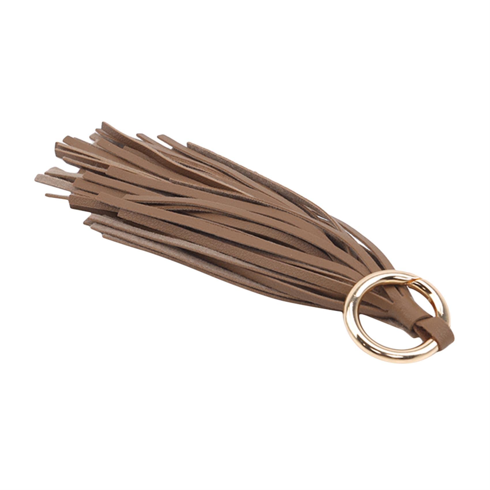 Sollarisy Tassels Keychain Car Circle Key Rings Fringe Handbag Backpack Charm Key Holder Birthday Gift for Girls,Brown, 21.5cm
