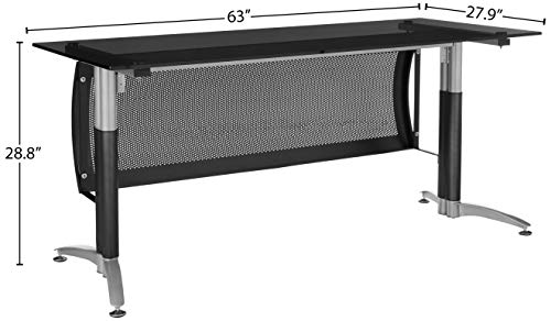 Neos Modern Furniture CD12 Contemporary Home Office Glass Top Desk Table with Metal Frame, 63" Smoke
