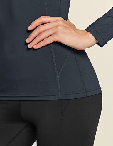 TSLA Women's Thermal Long Sleeve Tops, Mock Turtle & Crew Neck Shirts, Fleece Lined Compression Base Layer, Heat Core Mock Neck 2pack Black/Charcoal, Medium