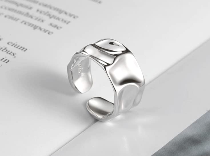 Vintage Cool Irregular Gold Silver Chunky Statement Rings Gold Plated Band Rings for Women Girl-Silver