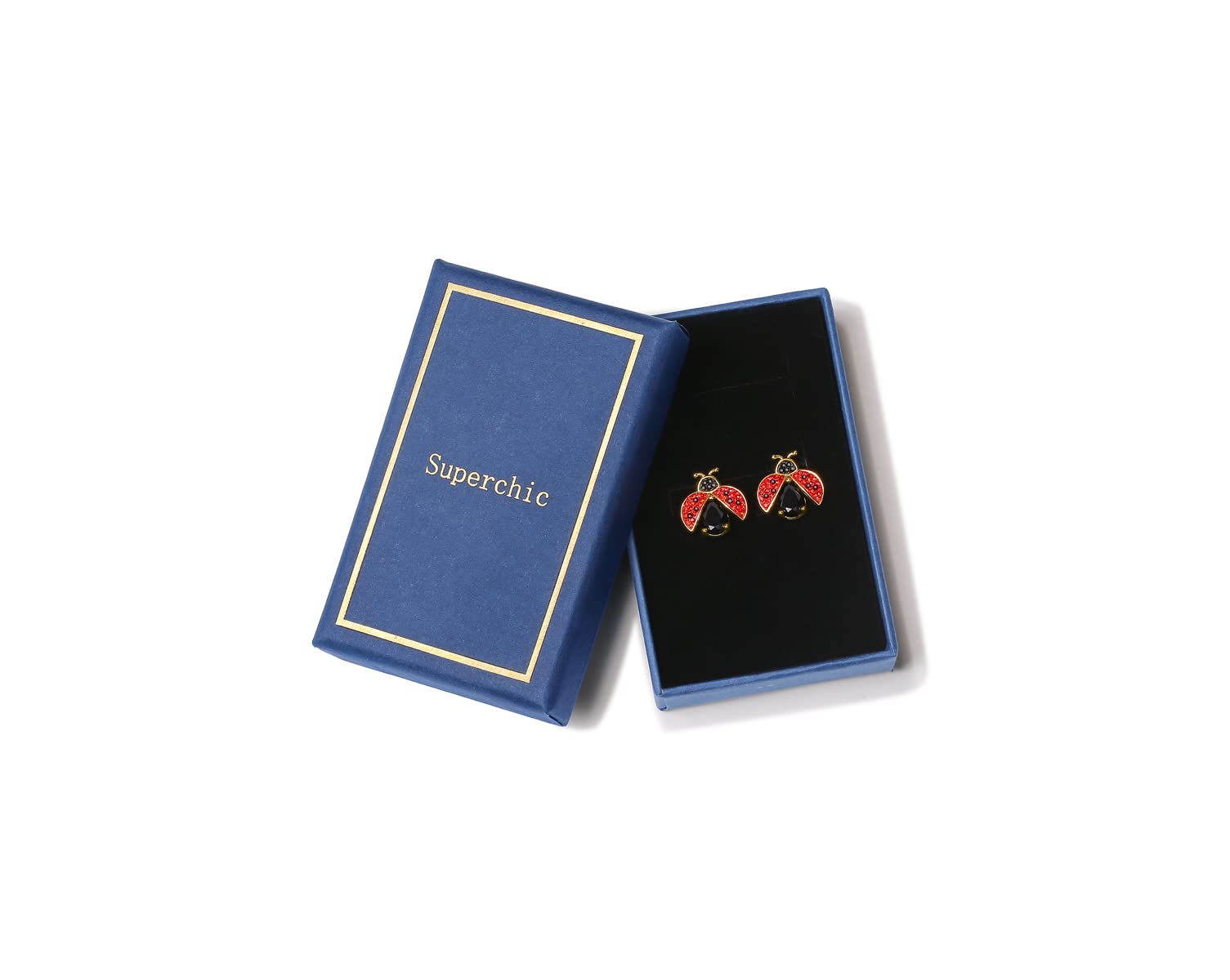 Superchic Cute Ladybug Gold Plated Crystals Cubic Zirconia Stud Earrings for Women Girl Gift