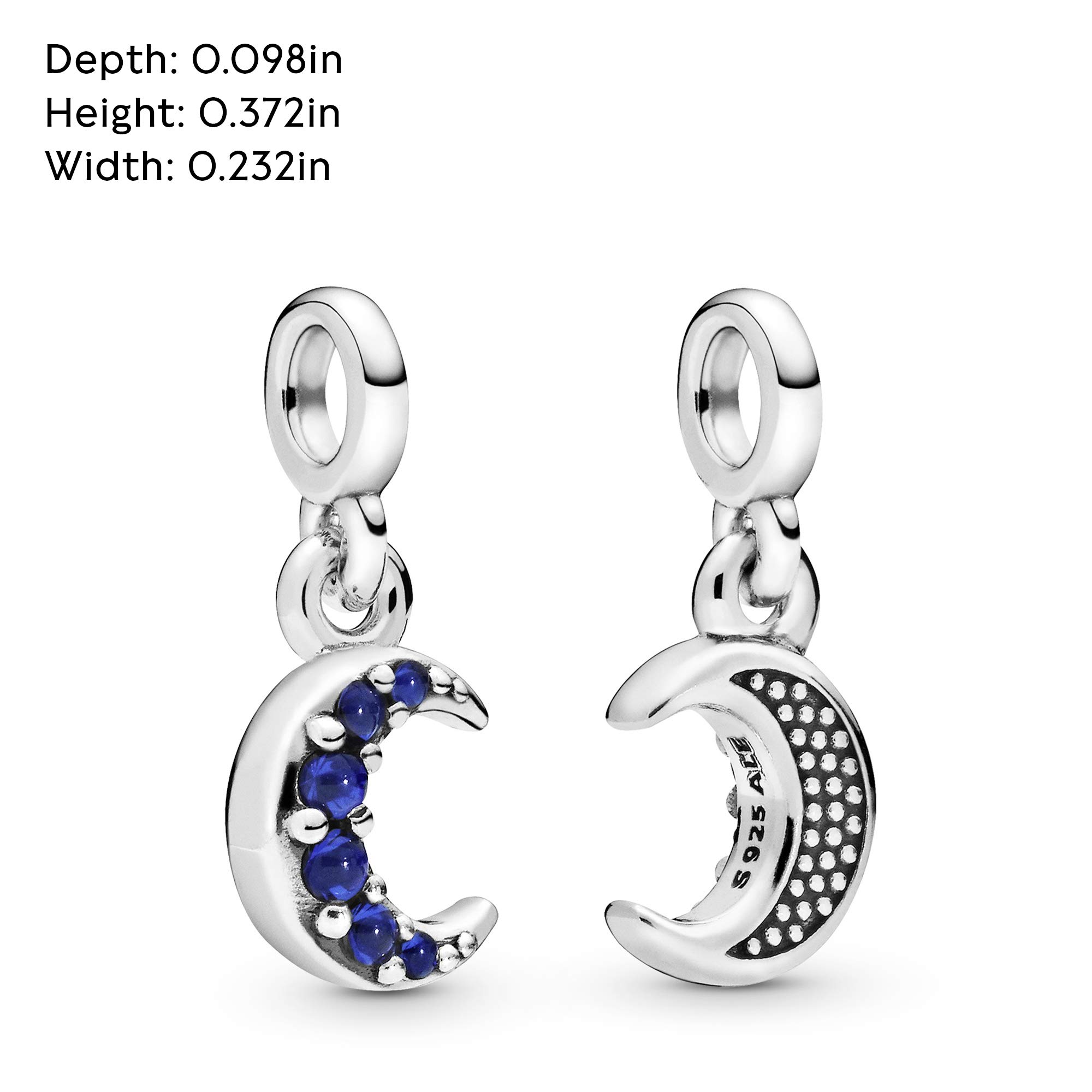 Pandora ME Compatible Charm Jewelry | Crescent Moon Crystal Dangle Charm | Sterling Silver | Fits Pandora ME Series Bracelets Only | True Blue