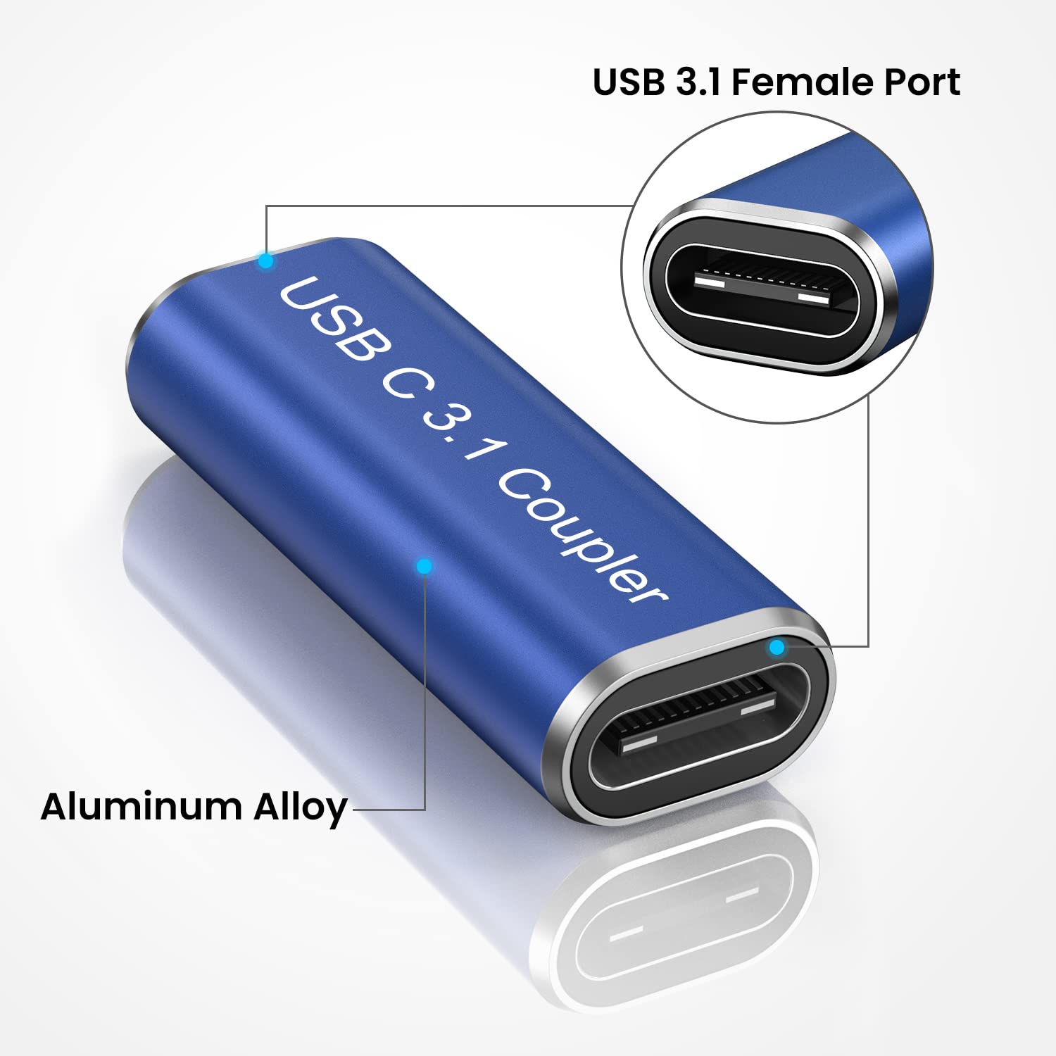 ANDTOBO USB C Female to Female Adapter, 2 Pack USB C 3.1 Female to Female Adapter Coupler, Supports Magsafe Charging and Fast Charging 100W & Data Transfer Extension Connector for USB-C Devices
