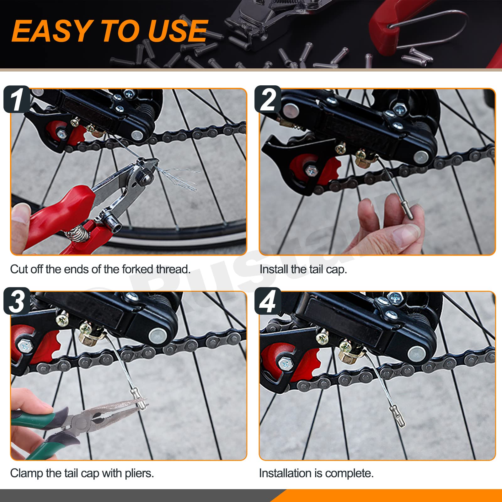 Rustark 102Pcs Bicycle Cable Puller, Bike Cable and Housing Cutter and Bicycle Brake Cable Crimps End Tips Tool Kit for Road Mountain Bicycle Cable Brake Repair