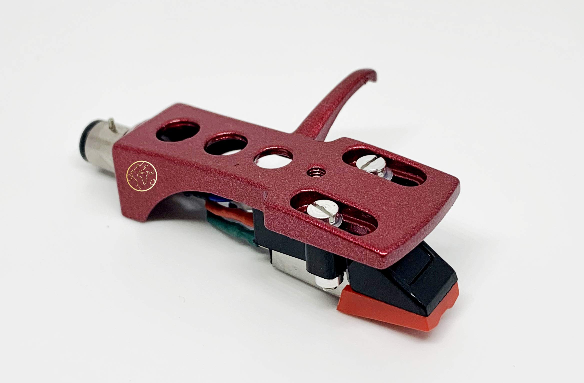 Red Headshell, mount, cartridge and stylus, elliptical needle for Pioneer PL-A350B, PL-61, PL-512, PL-1650, PL-630, PL-25, PL-12R, PL-30, PL-260, PL-500, PL-520, PL-610, PL-70