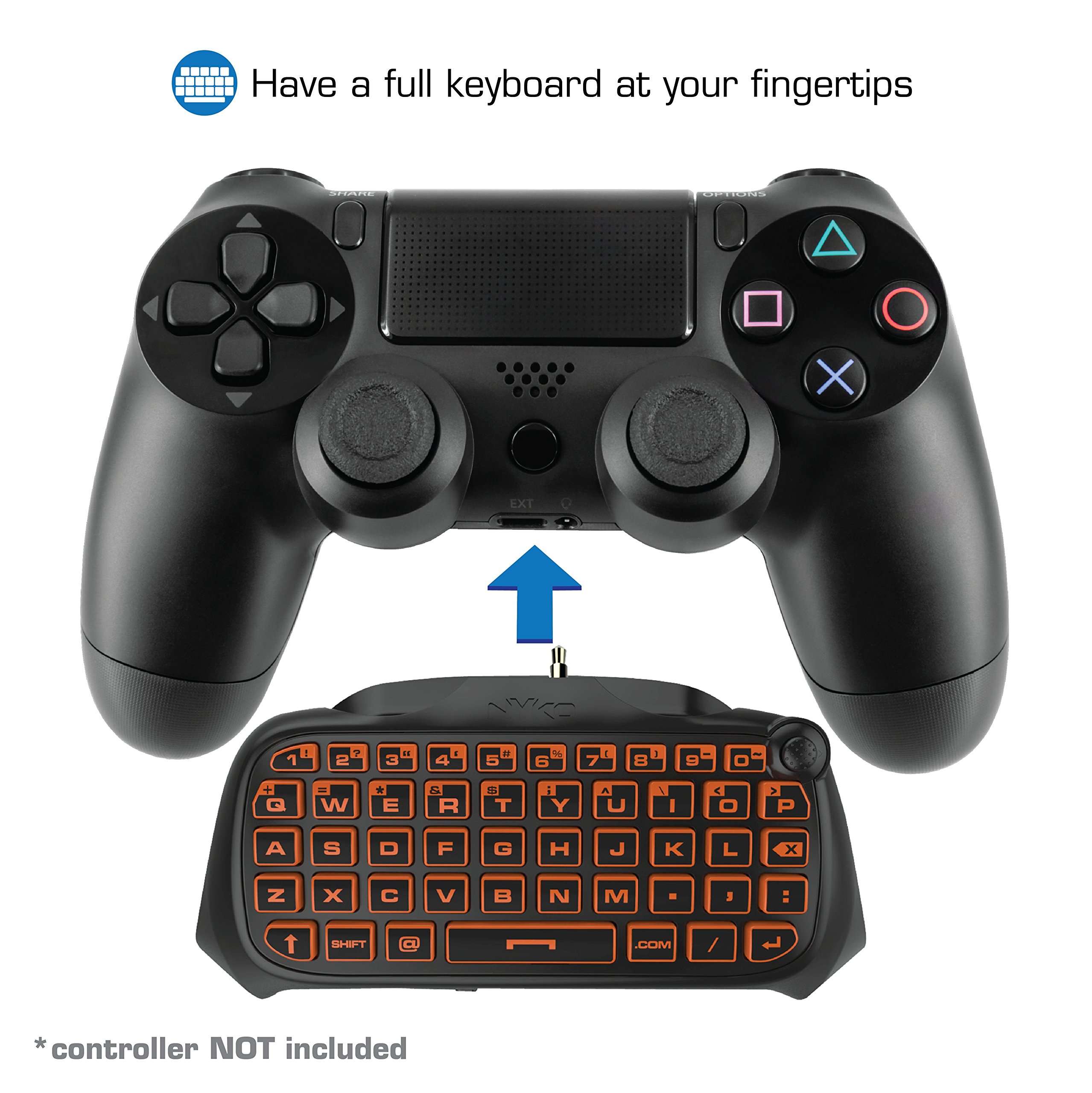 Nyko Type Pad - PlayStation 4 with Built-in Rechargeable Battery, Built-in Speaker without the need for a Headset, com Shortcut and Full QWERTY Style Keyboard