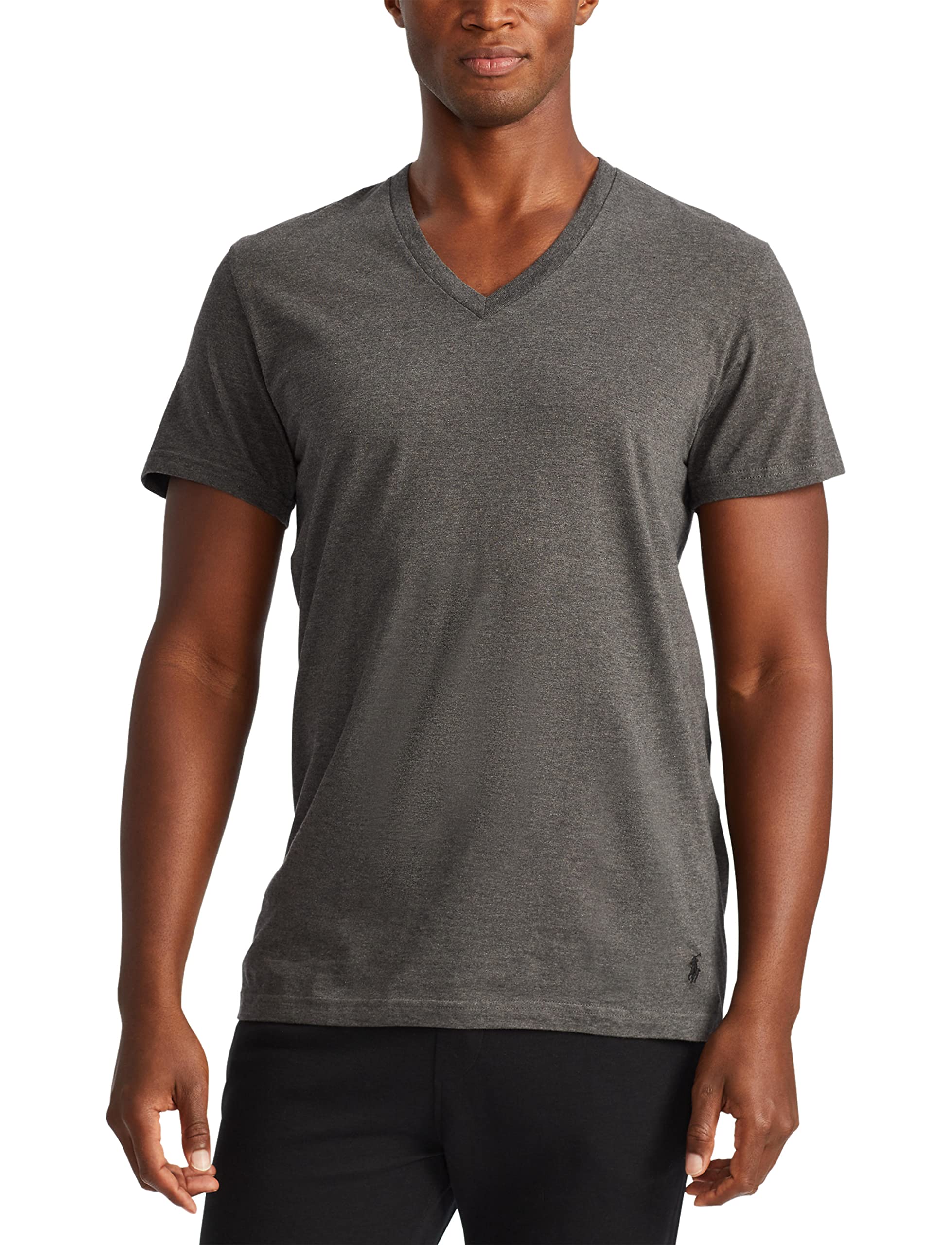 POLO RALPH LAUREN Men's Classic Fit Cotton V-Neck Tee, Andover Heather/Polo Black, Madison Heather/Polo Black, Polo Black/Red, Large