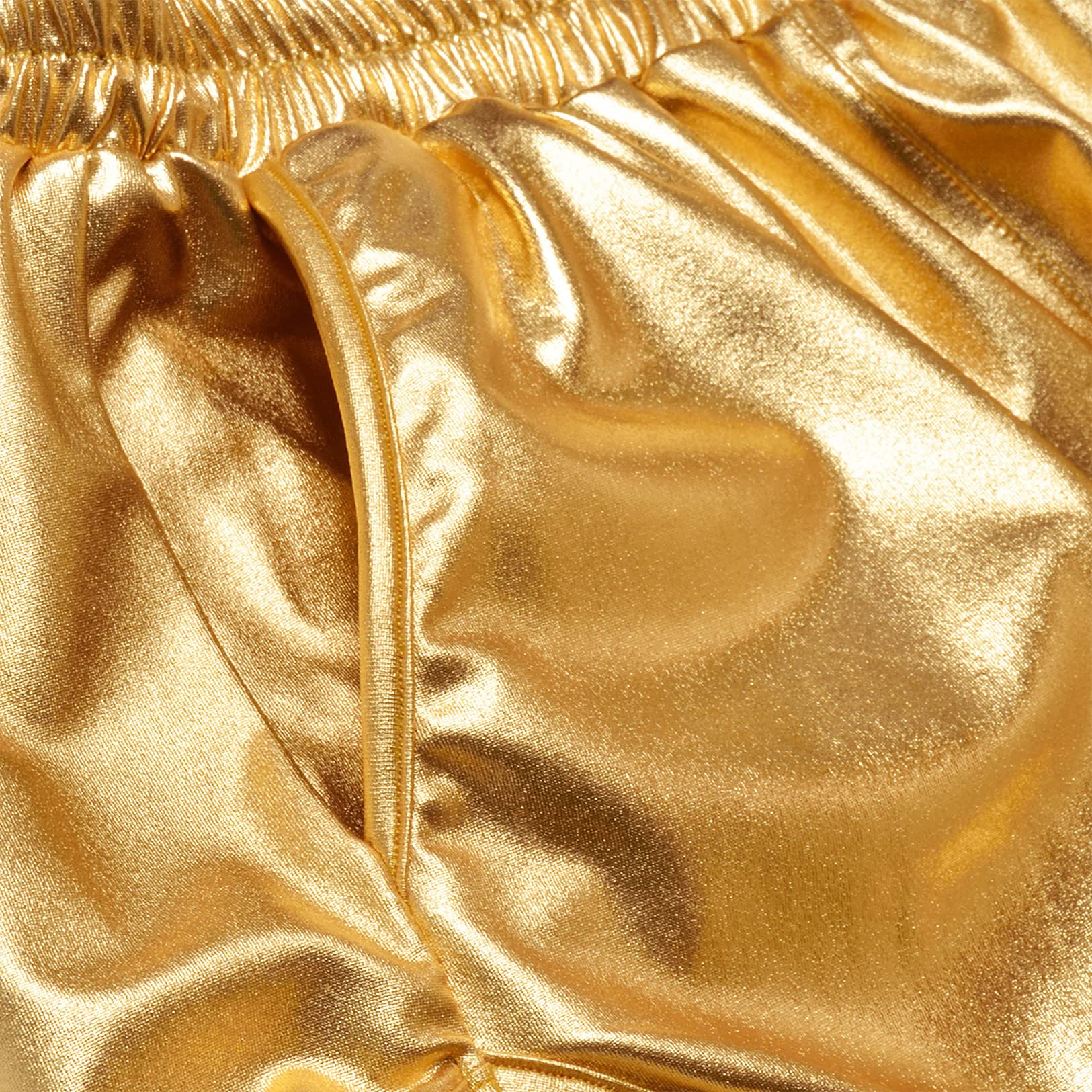 Mirawise Women's Metallic Shorts Gold Summer Yoga Hot Shiny Sparkly Extra Small Outfit Short Pants with Sunglasses