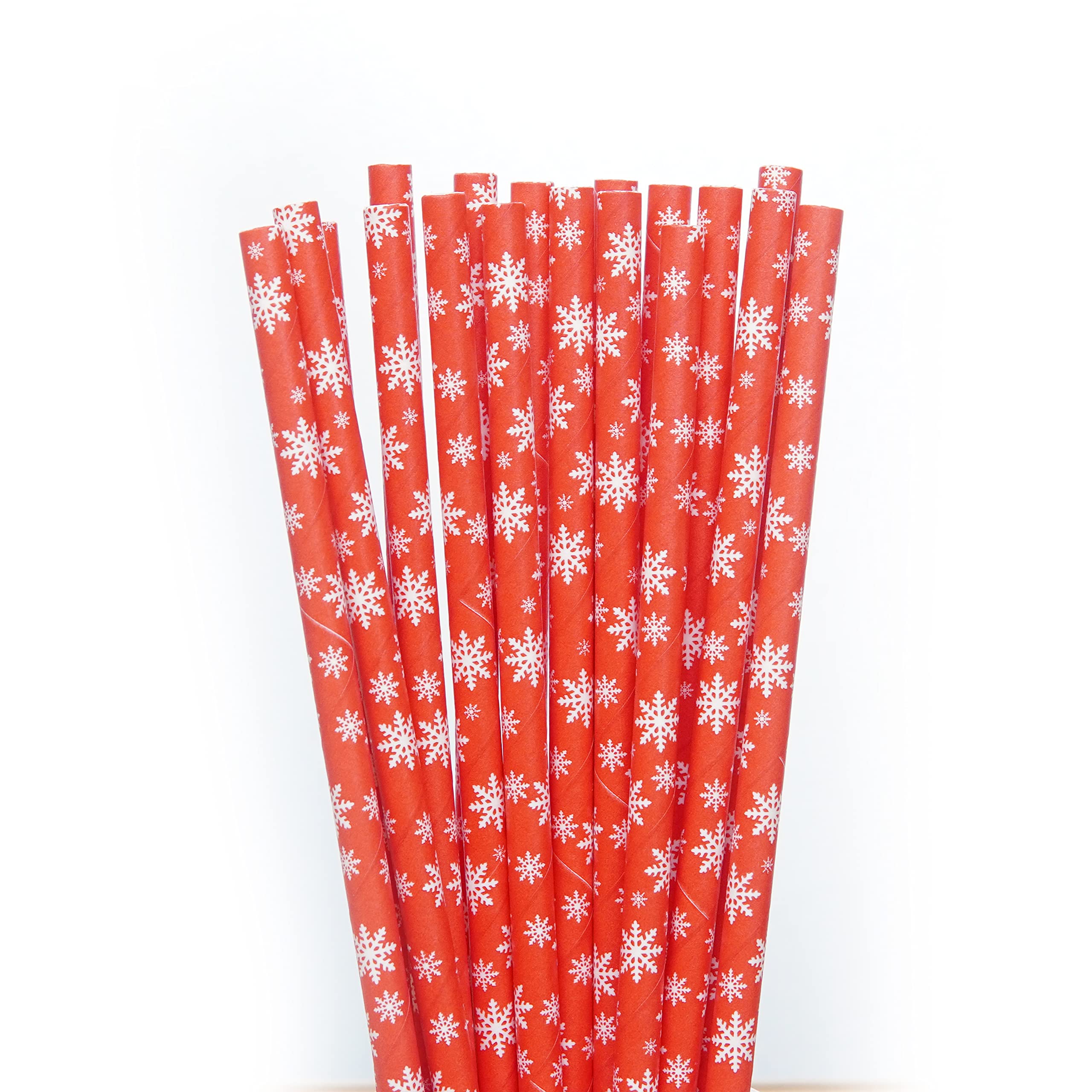 Weemium Christmas Paper Straws - Pack of 200 in 10 Designs - Biodegradable Christmas Straws for Drinking, Party & Crafts