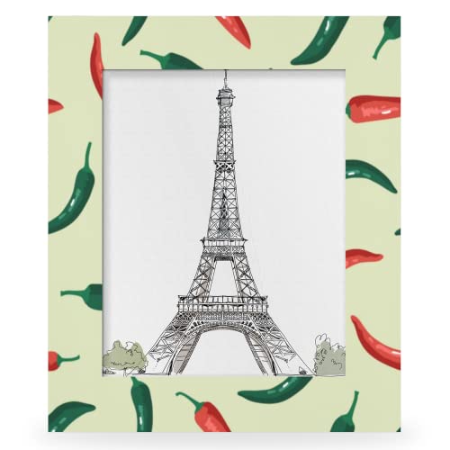 Pardick Chilli Peppers 4x6 Picture Frame, Green Red Wooden Photo Frames for Tabletop and Wall Display, Picture Frame Home Office Decor