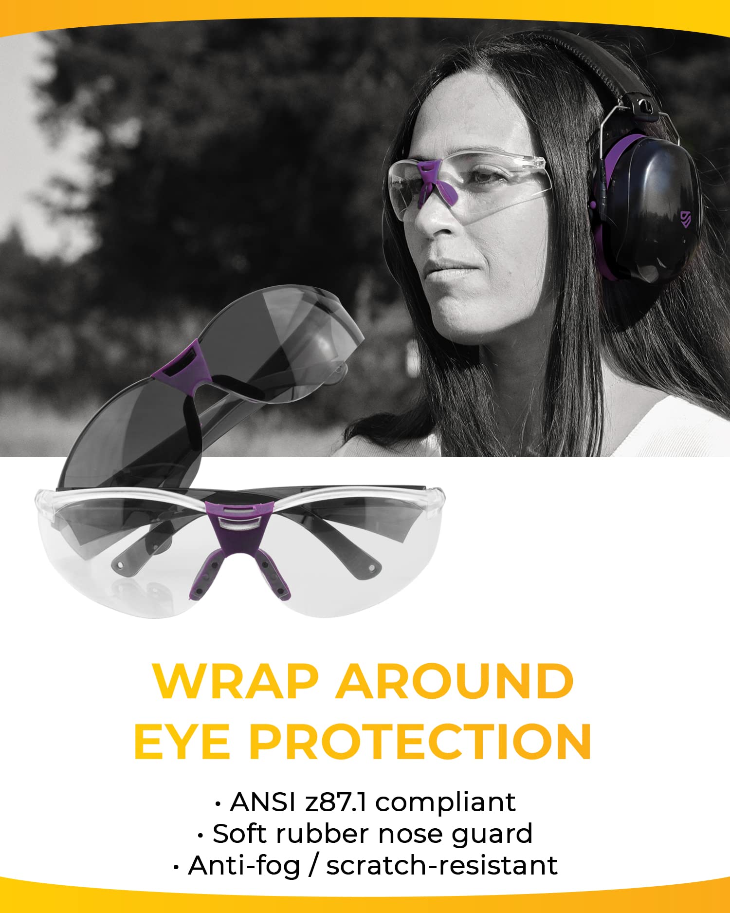 TRADESMART Purple Shooting Ear & Eye Protection with Hard Carrying Case