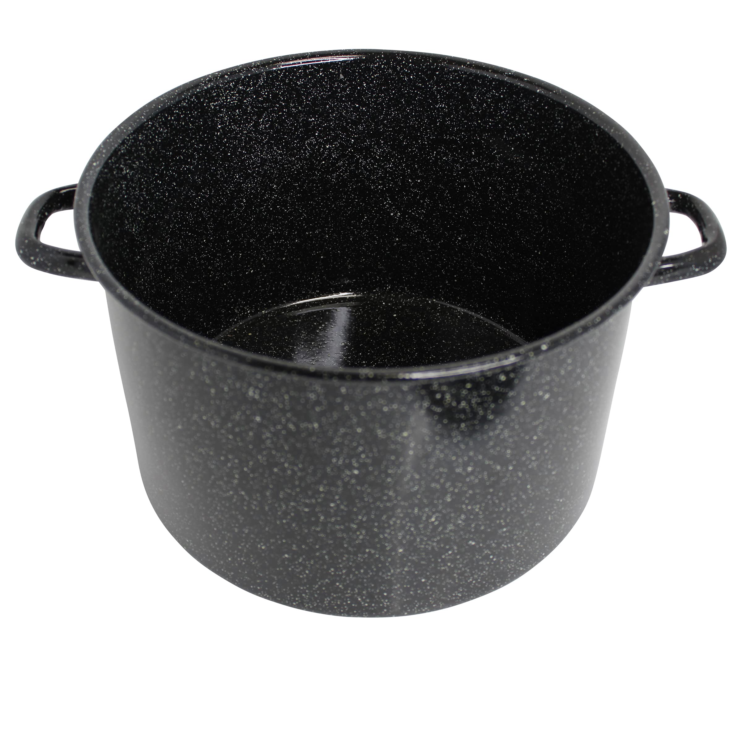 Mirro 7.75Qt Traditional Vintage Style Black Speckled Enamel Stock Pot with Lid