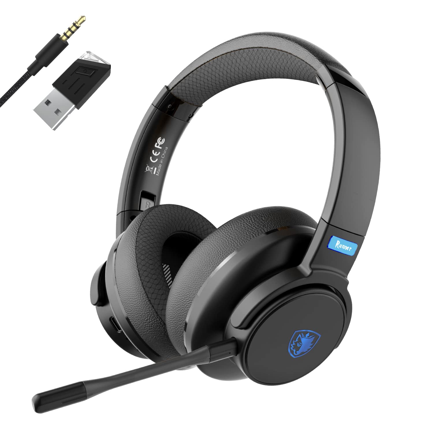 SADES Wireless Headphones for pc Bluetooth Gaming Headphones 2.4GHz Wired Switchable Dual Sound Effects Detachable Noise Cancelling Mic for PS5, PS4,Mac, Nintendo Switch, Phone/TV Low Latency (Black)