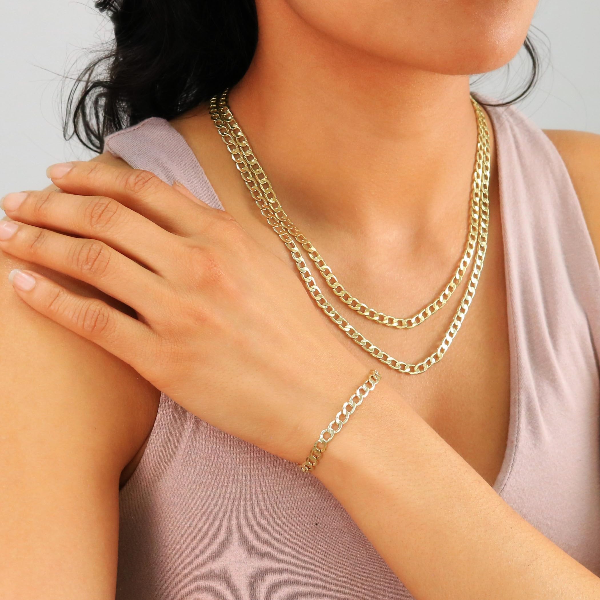 Nuragold 14k Yellow Gold 5.5mm Cuban Curb Link Chain Bracelet, Mens Womens Jewelry 7" 7.5" 8" 8.5" 9"