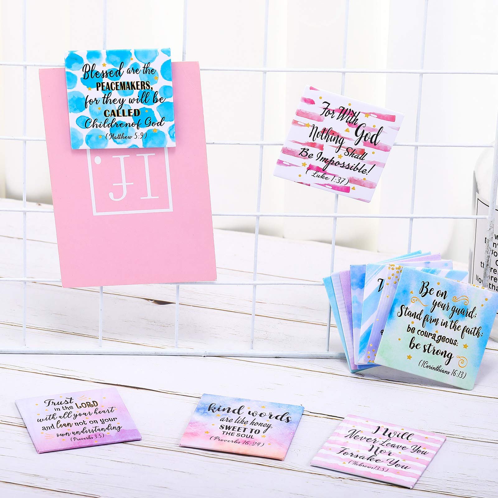 Weewooday 12 Pieces Christian Magnets Inspirational Refrigerator Magnets Verse Square Motivational Fridge Magnets Bible Verses Scripture Quotes Magnet for Locker Fridge Supplies
