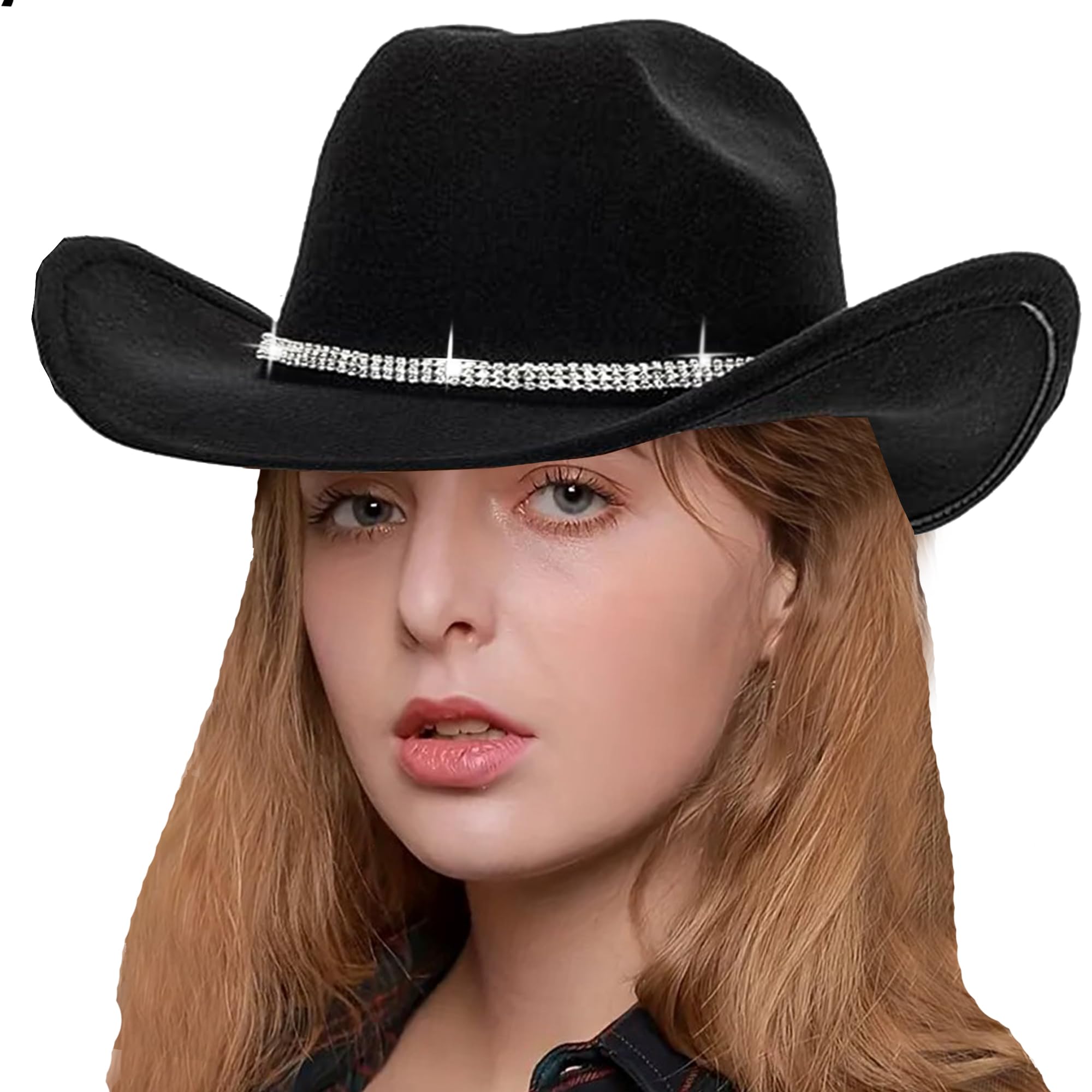 UTOWO Vintage Western Cowboy Hat for Men Outback Cowgirl Hat Rode Felt Fedora Gus Hat Women M/L