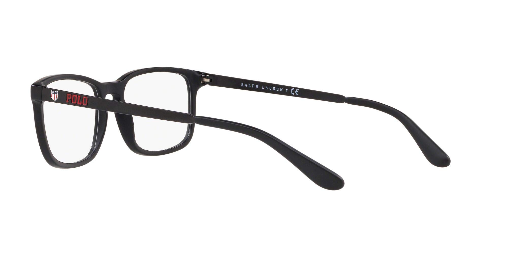 Polo Ralph Lauren Men's PH2202 Rectangular Prescription Eyewear Frames, Matte Black/Demo Lens, 55 mm