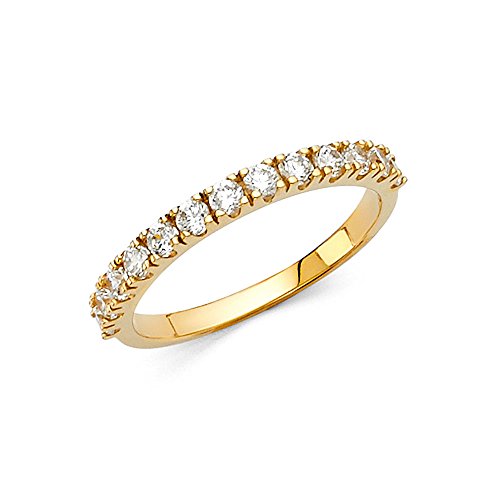 Sonia Jewels 14k Yellow Gold Ring Cubic Zirconia CZ Ladies Anniversary Wedding Band Size 8.5