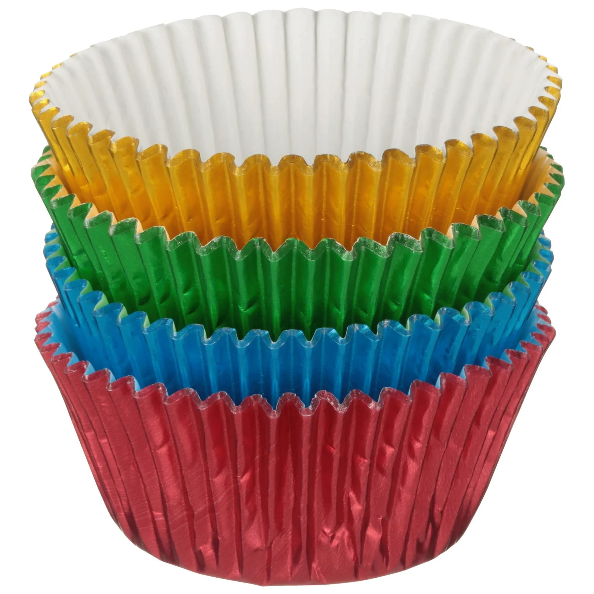 Wilton Standard Primary Foil Baking Cups 48ct (Red, Blue, Green, Yellow), 2'', 415-7018X